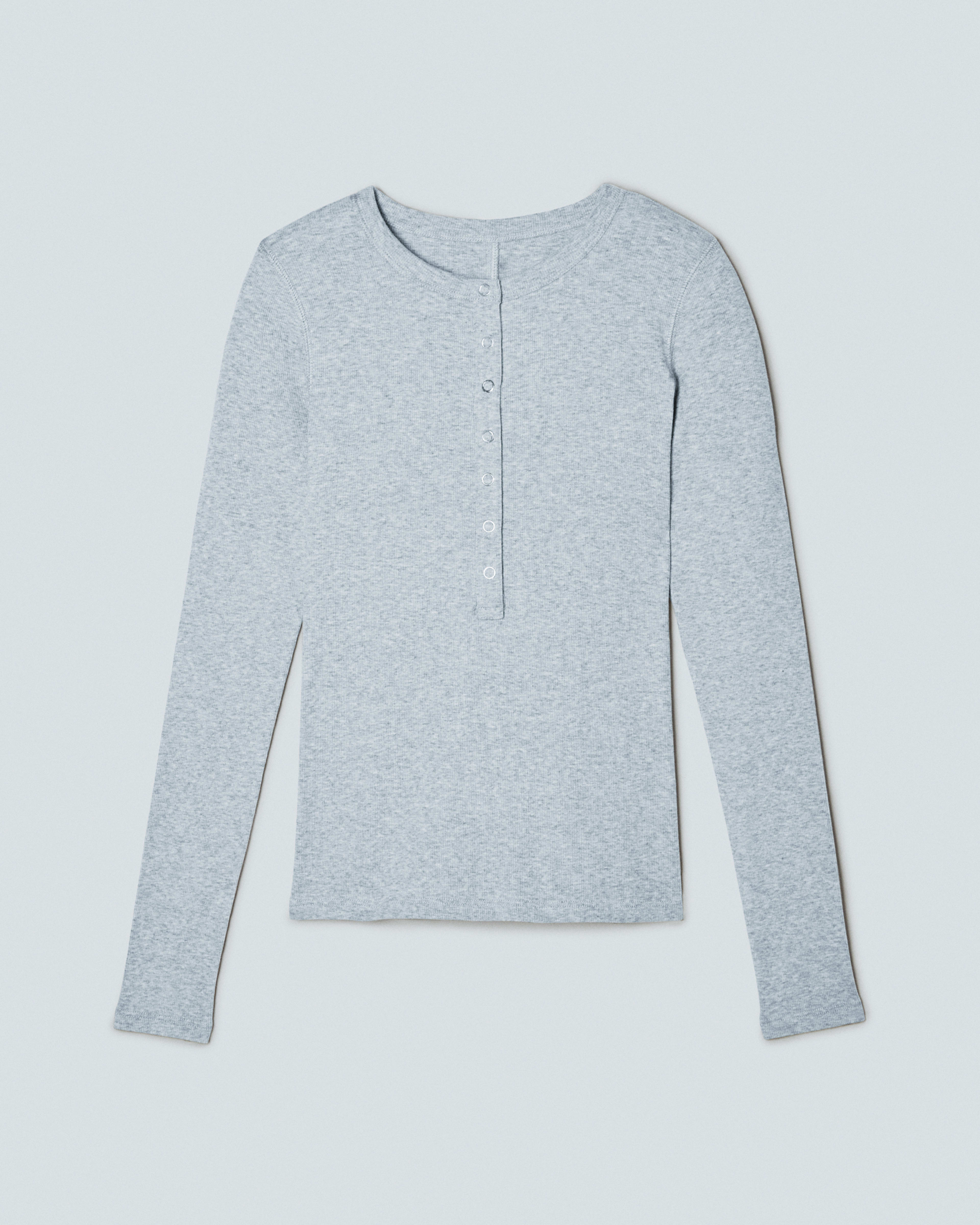 The Luxe Rib Henley Heathered Grey – Everlane