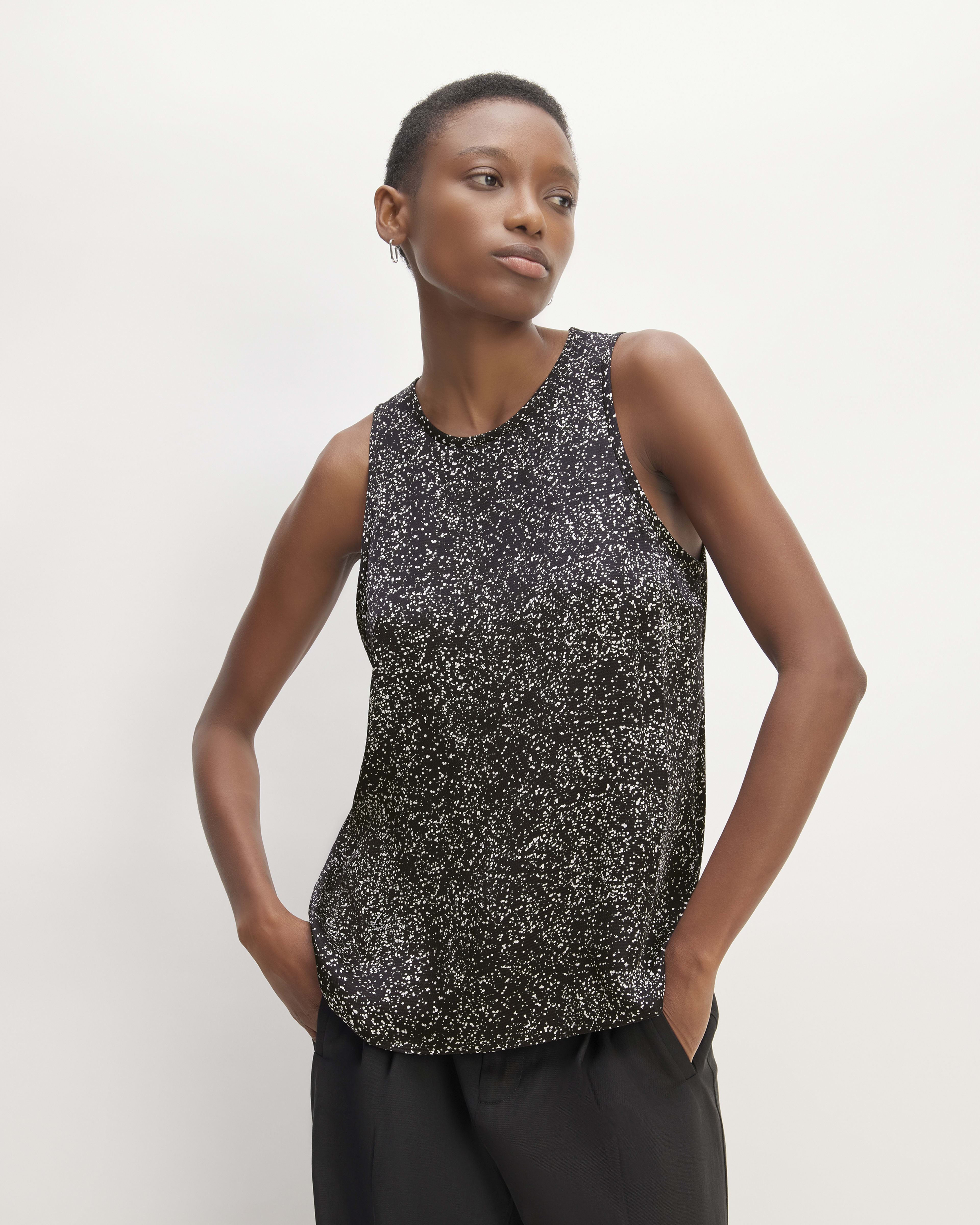 The Satin Racerback Top Black Moonsplatter – Everlane