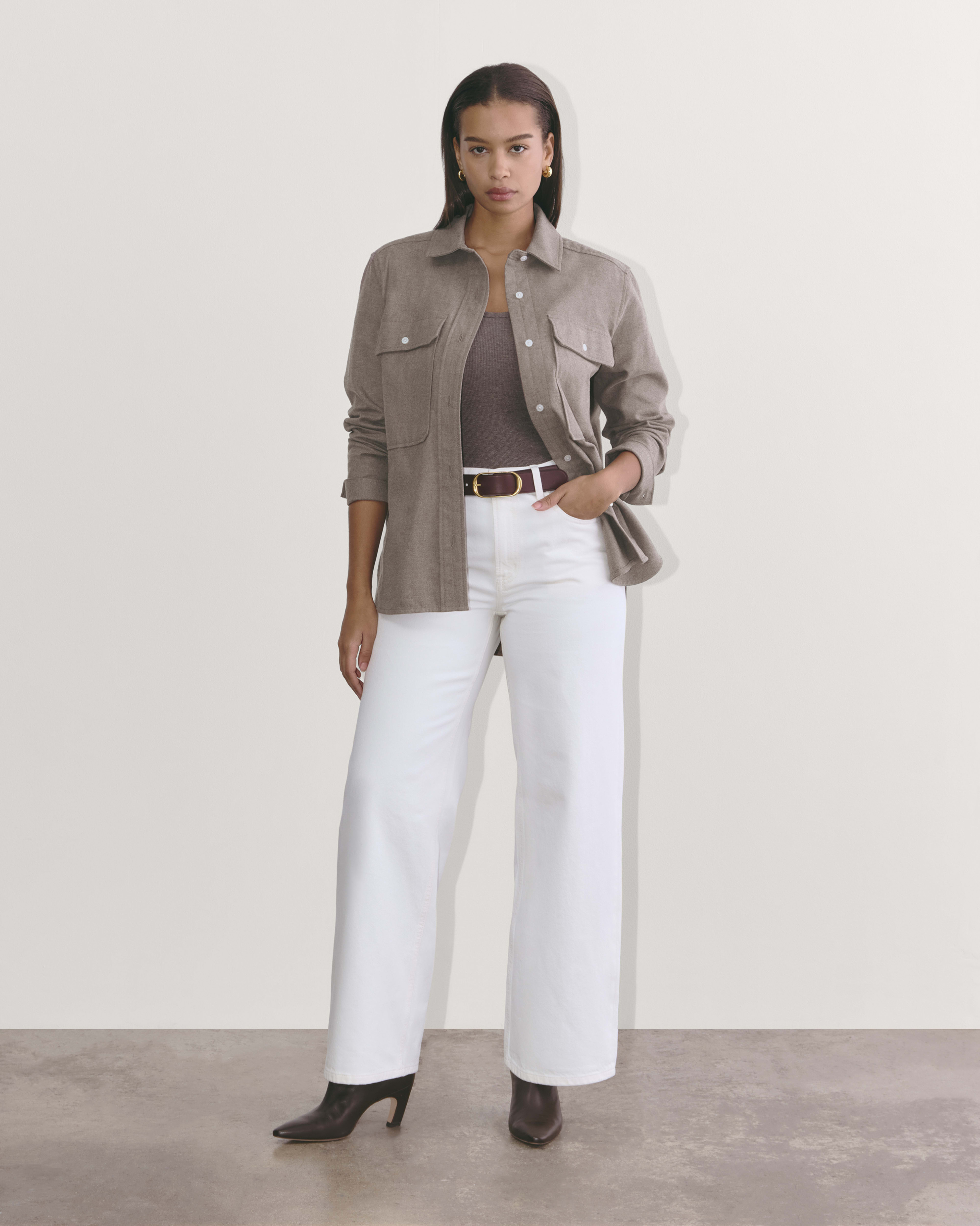 The Boyfriend Shirt in Flannel | Taupe Melange – Everlane