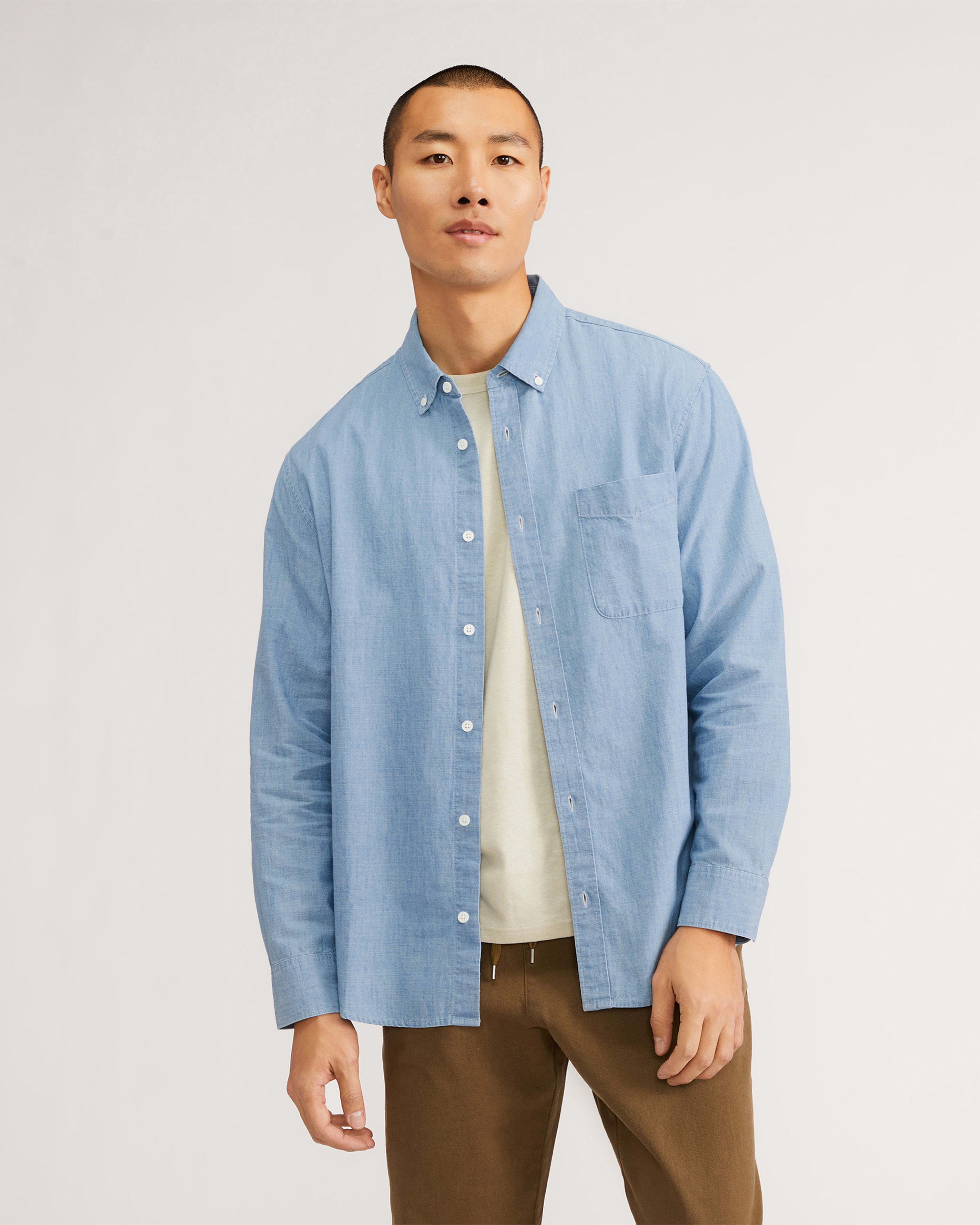 The Relaxed Organic Chambray Shirt Mid ReChambray – Everlane