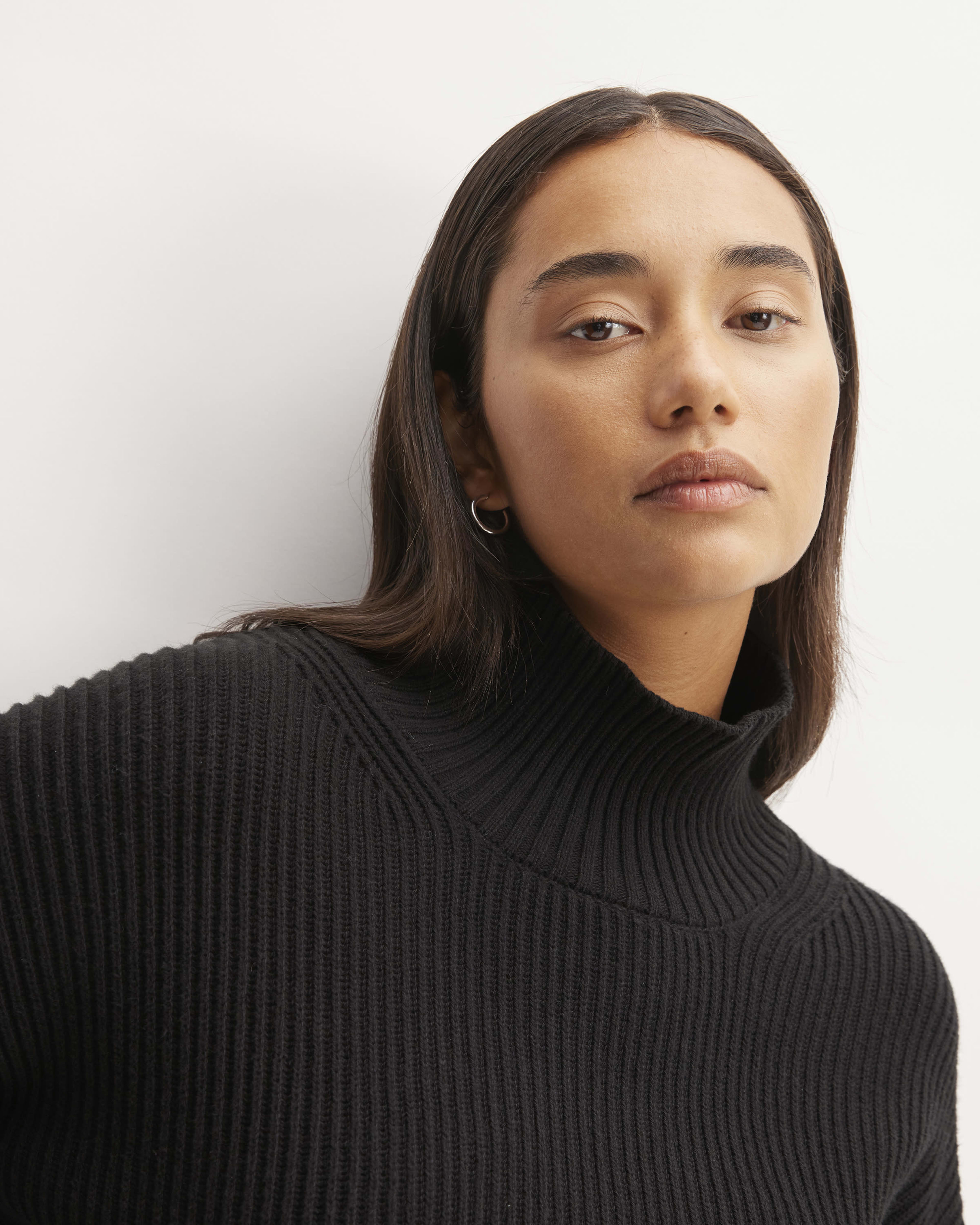 The Organic Cotton Ribbed Turtleneck Black – Everlane