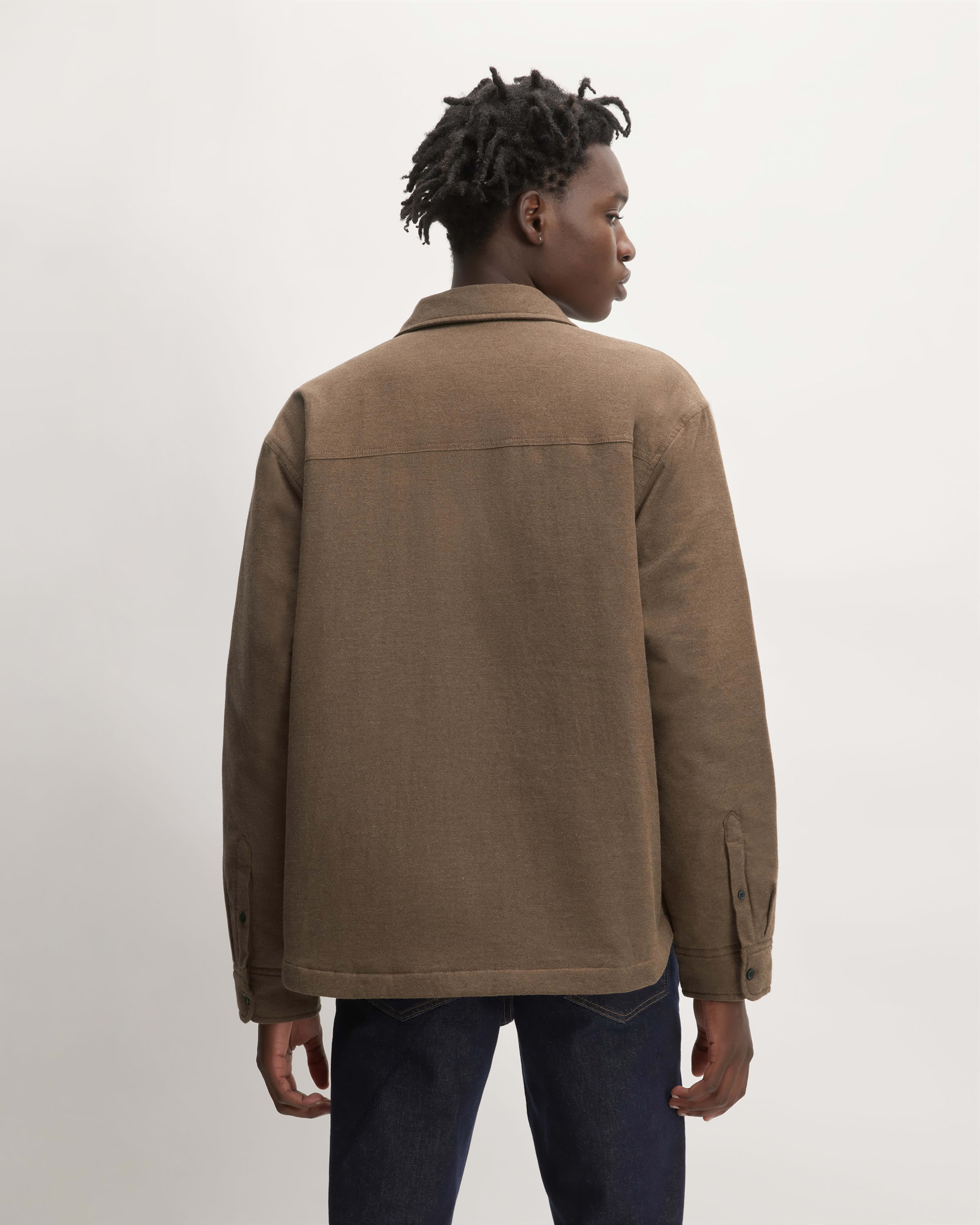 The Flannel Filled Shirt Jacket Heathered Cocoa Brown – Everlane