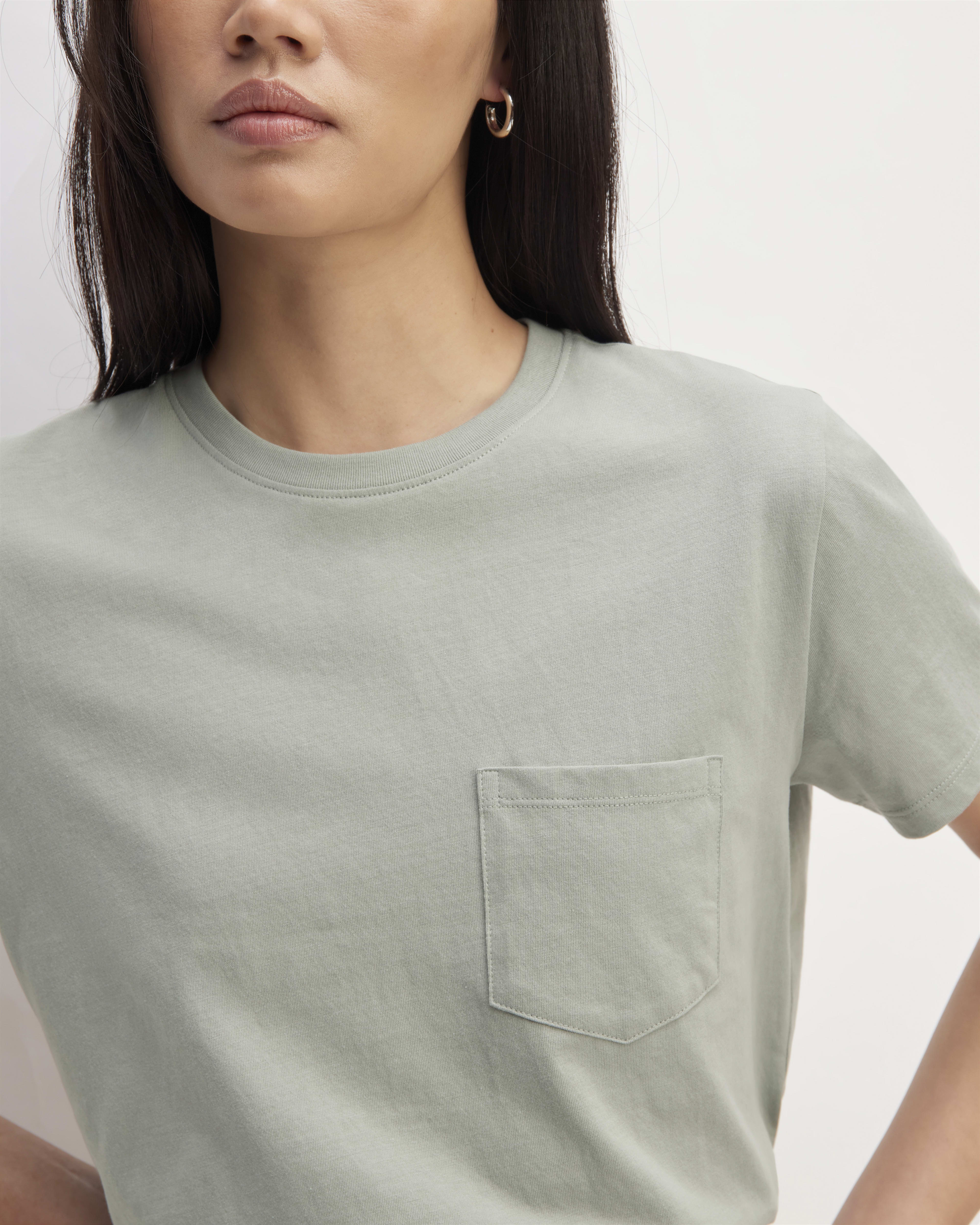 The Box-Cut Tee in Essential Cotton | Sage Green | Pocket – Everlane