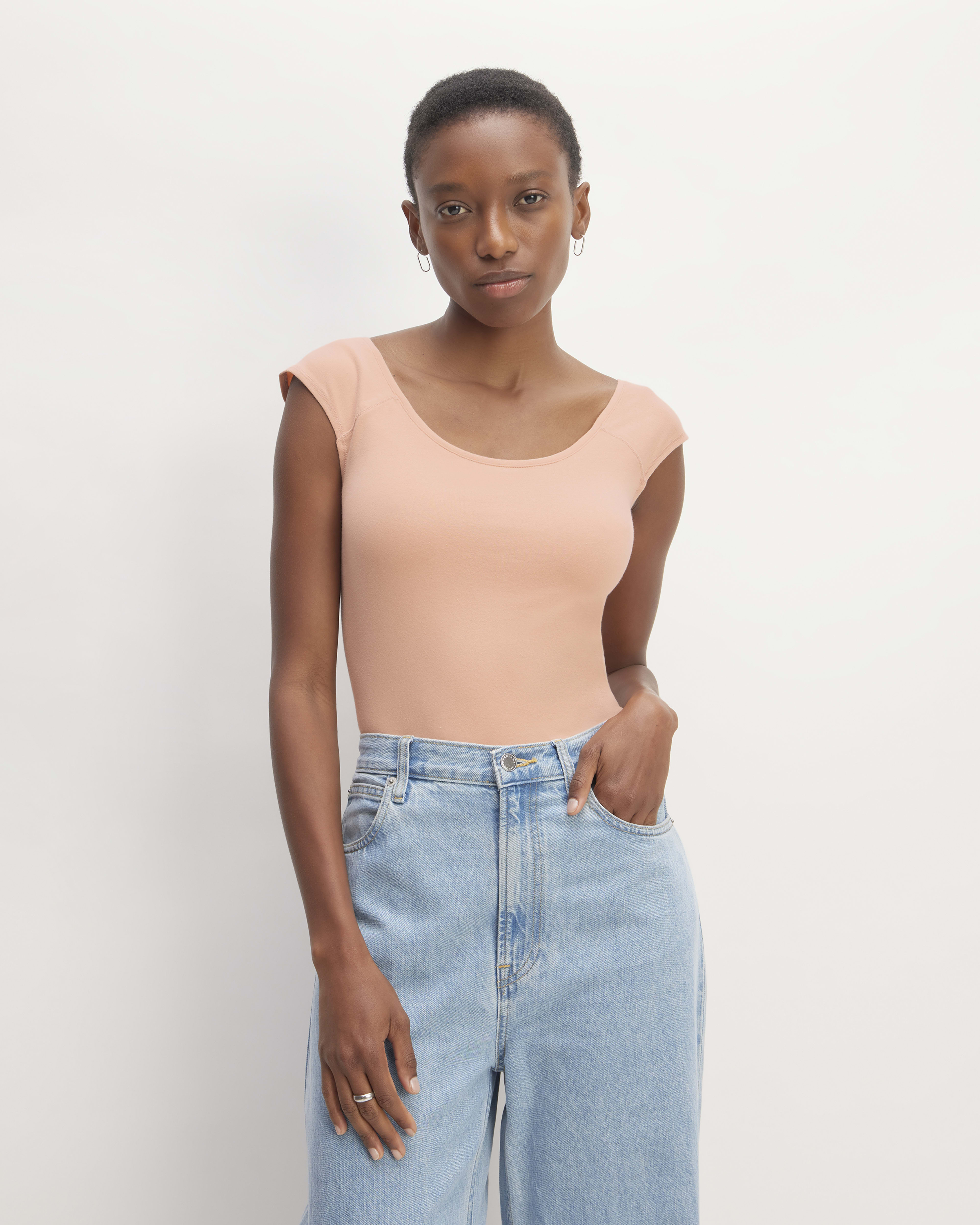 The Supima® Form Cap-Sleeve Tee | Blush Pink – Everlane