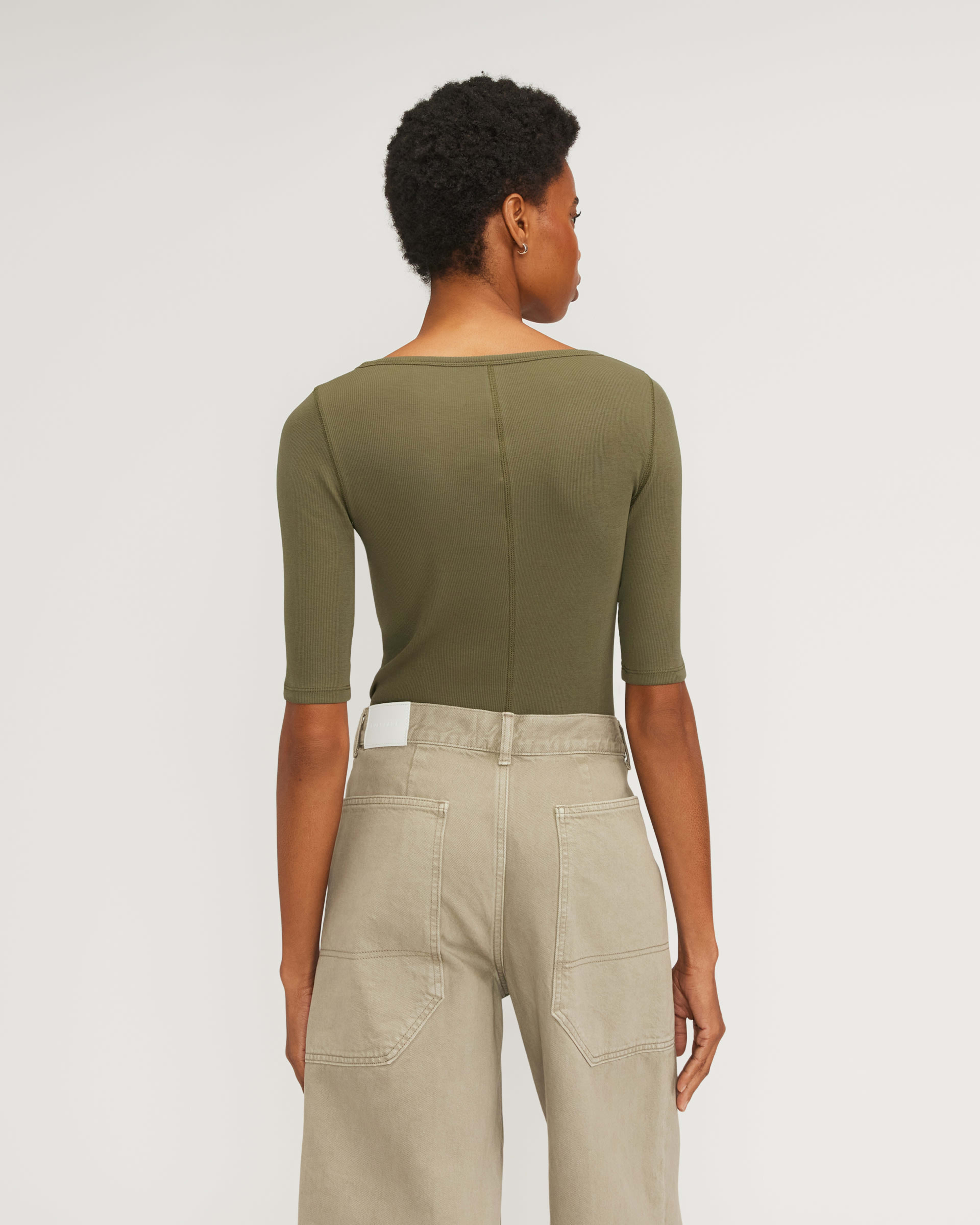 The Luxe Rib Scoop Neck Tee Kalamata Everlane