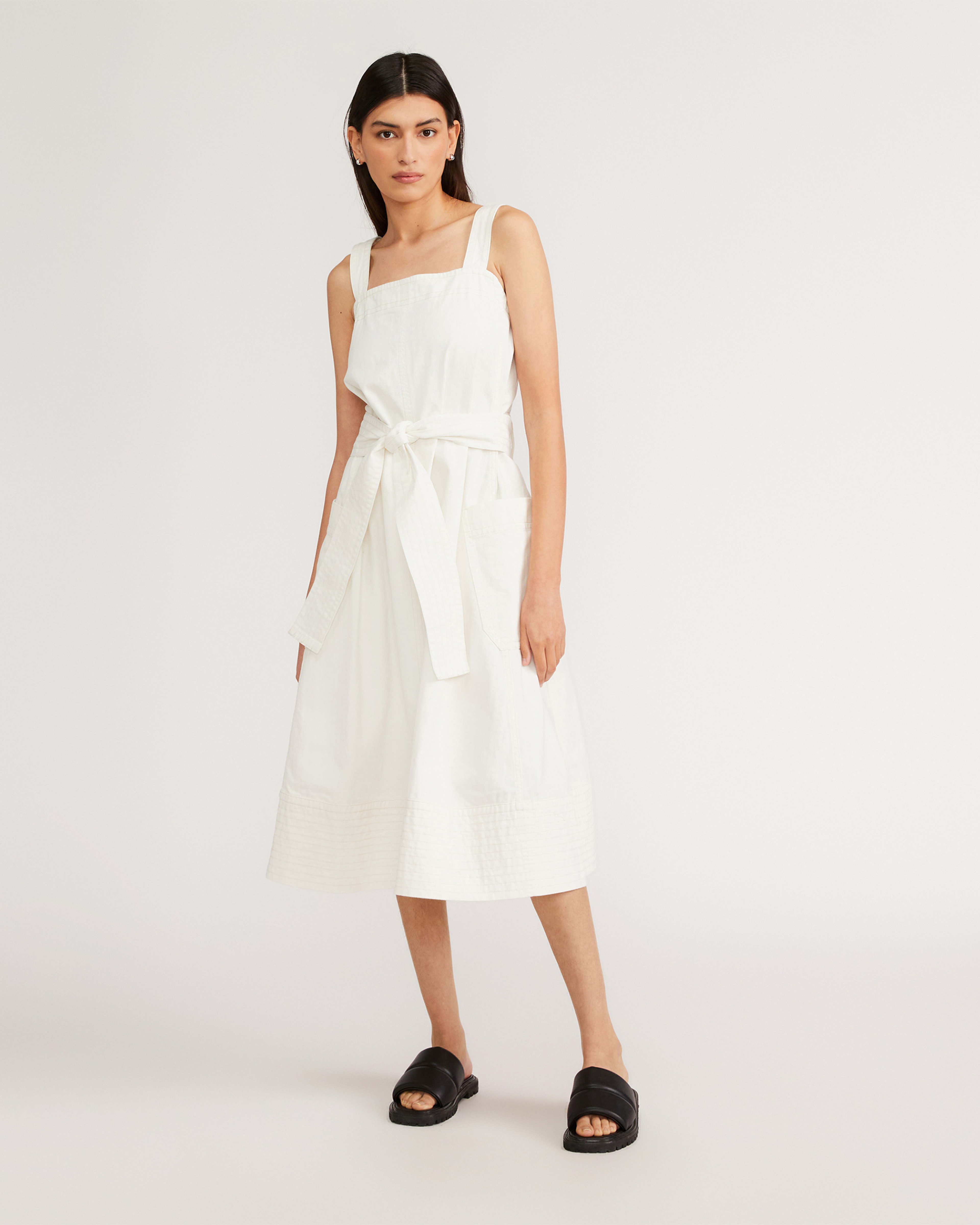 The Organic Cotton Herringbone Dress | Bone – Everlane