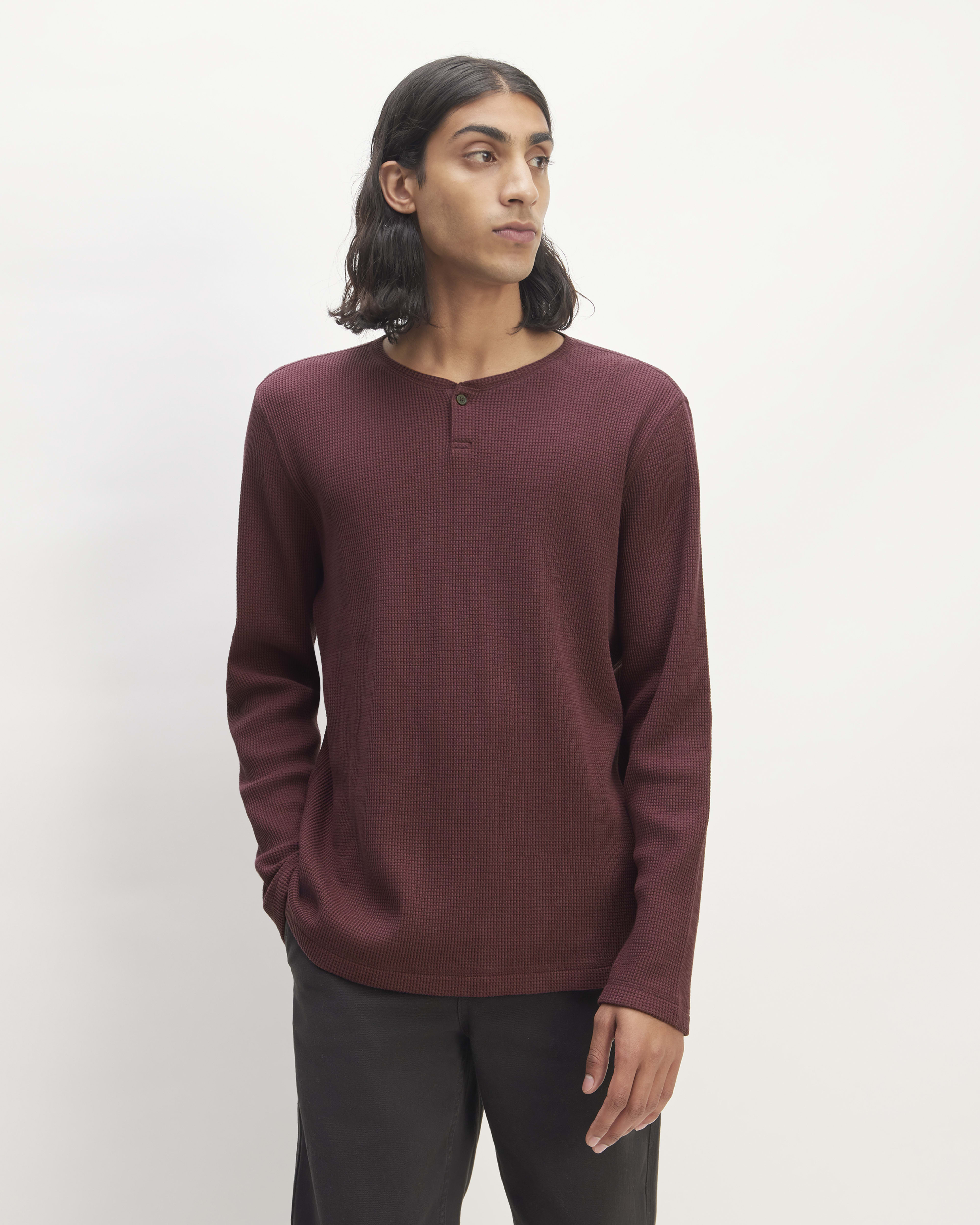 The Waffle Long-Sleeve Henley | Burgundy – Everlane