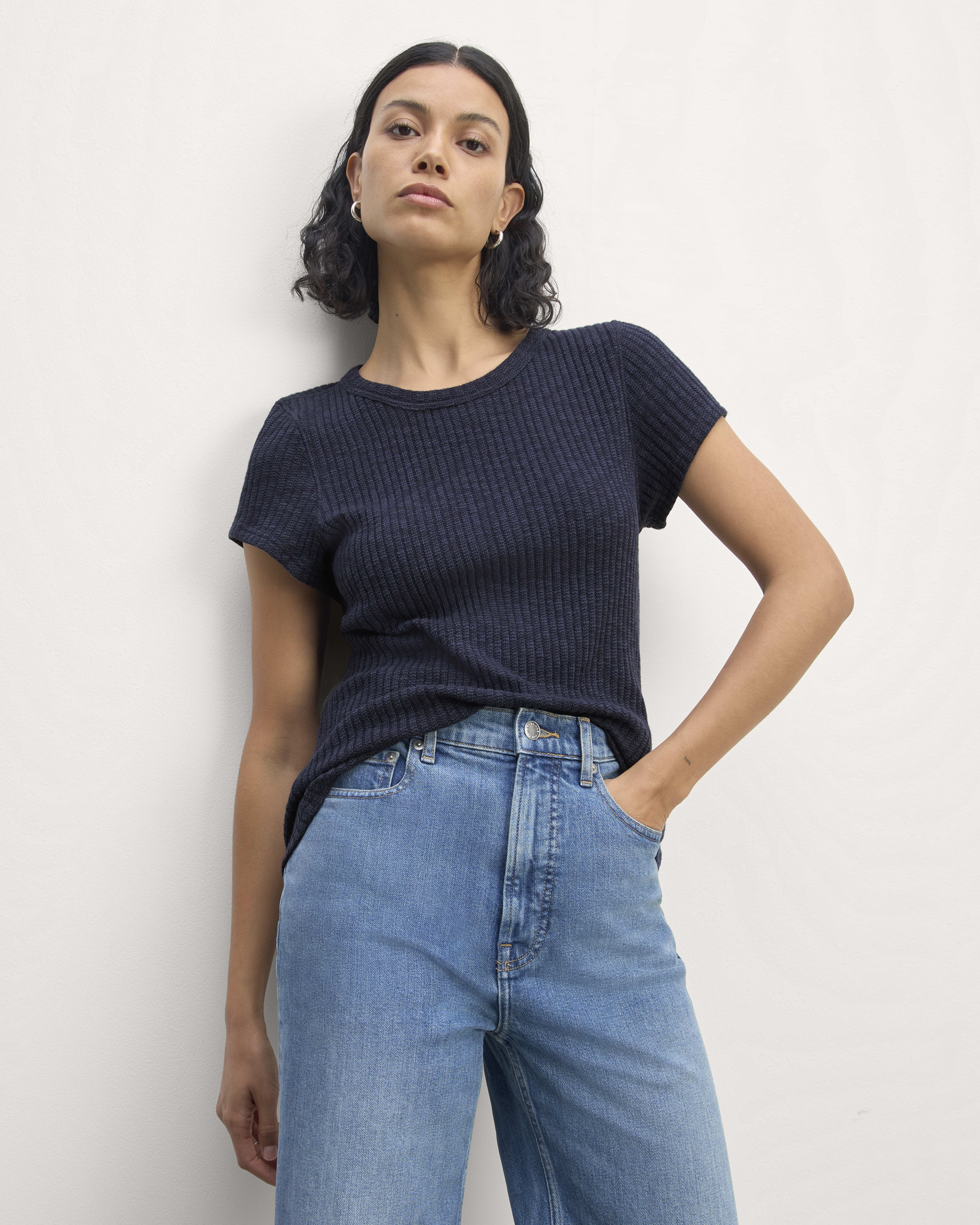The Cozy Rib Tee Navy – Everlane