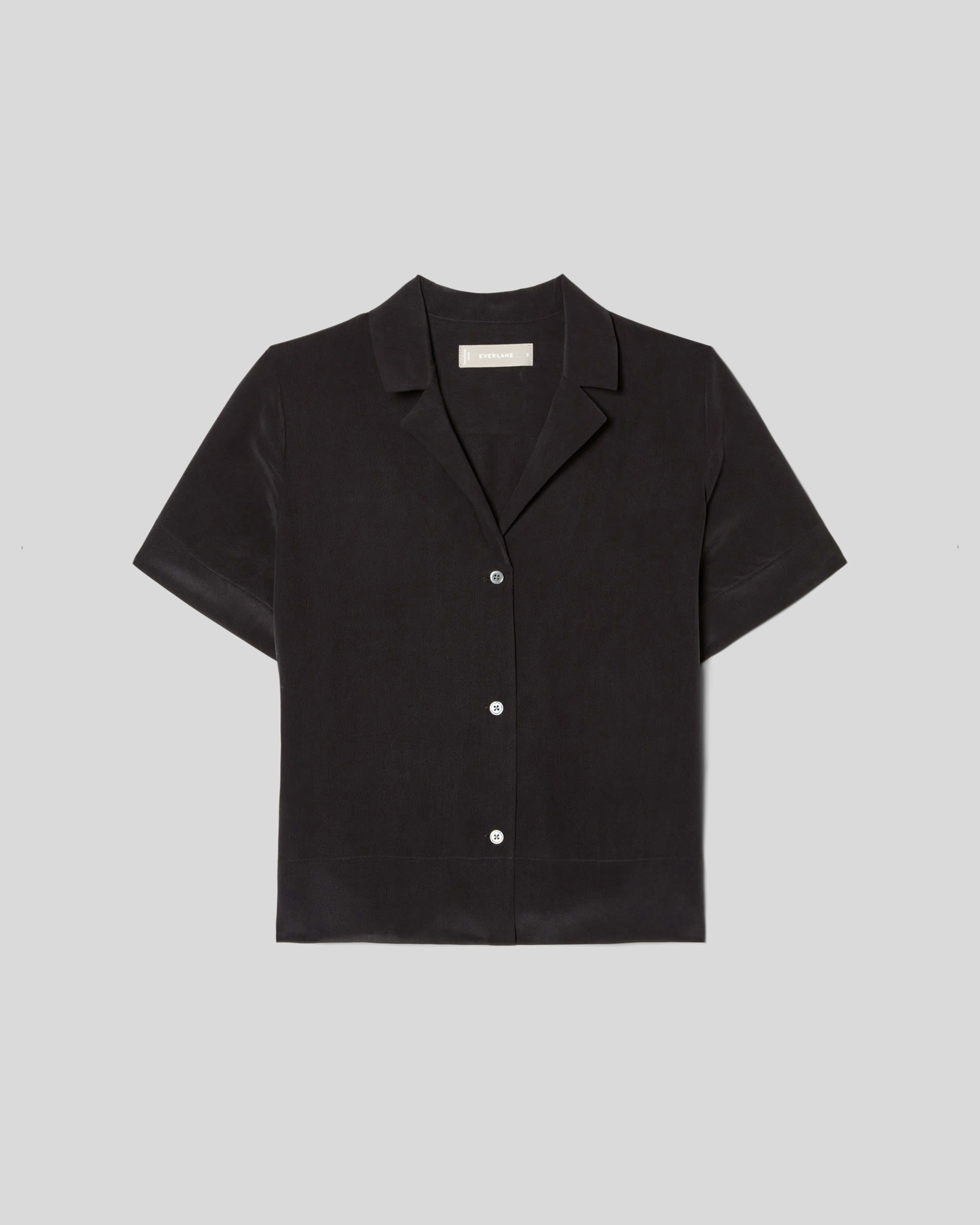 The Notch Shirt in Washable Silk | Black – Everlane