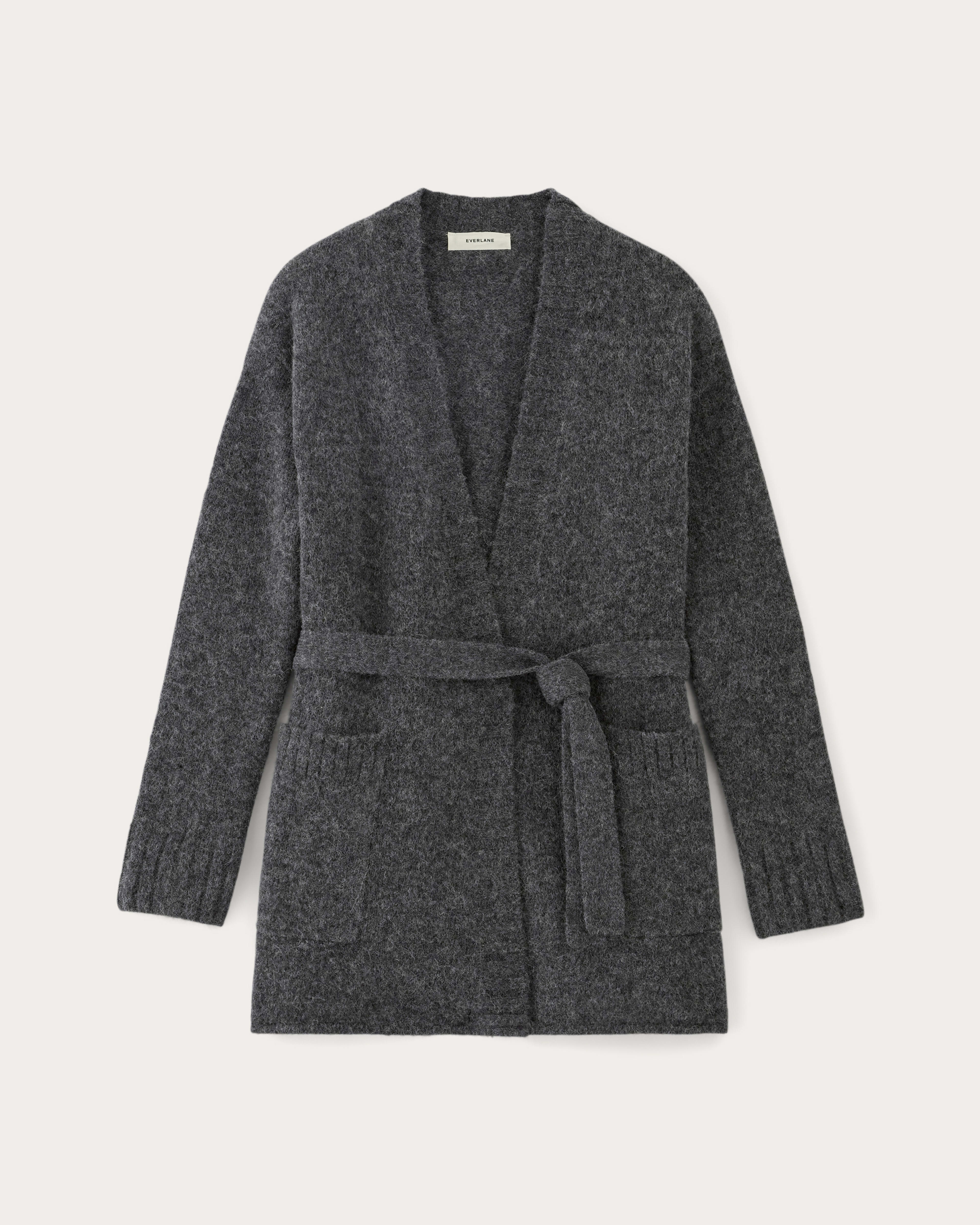 The Robe Cardigan in Alpaca | Dark Charcoal – Everlane
