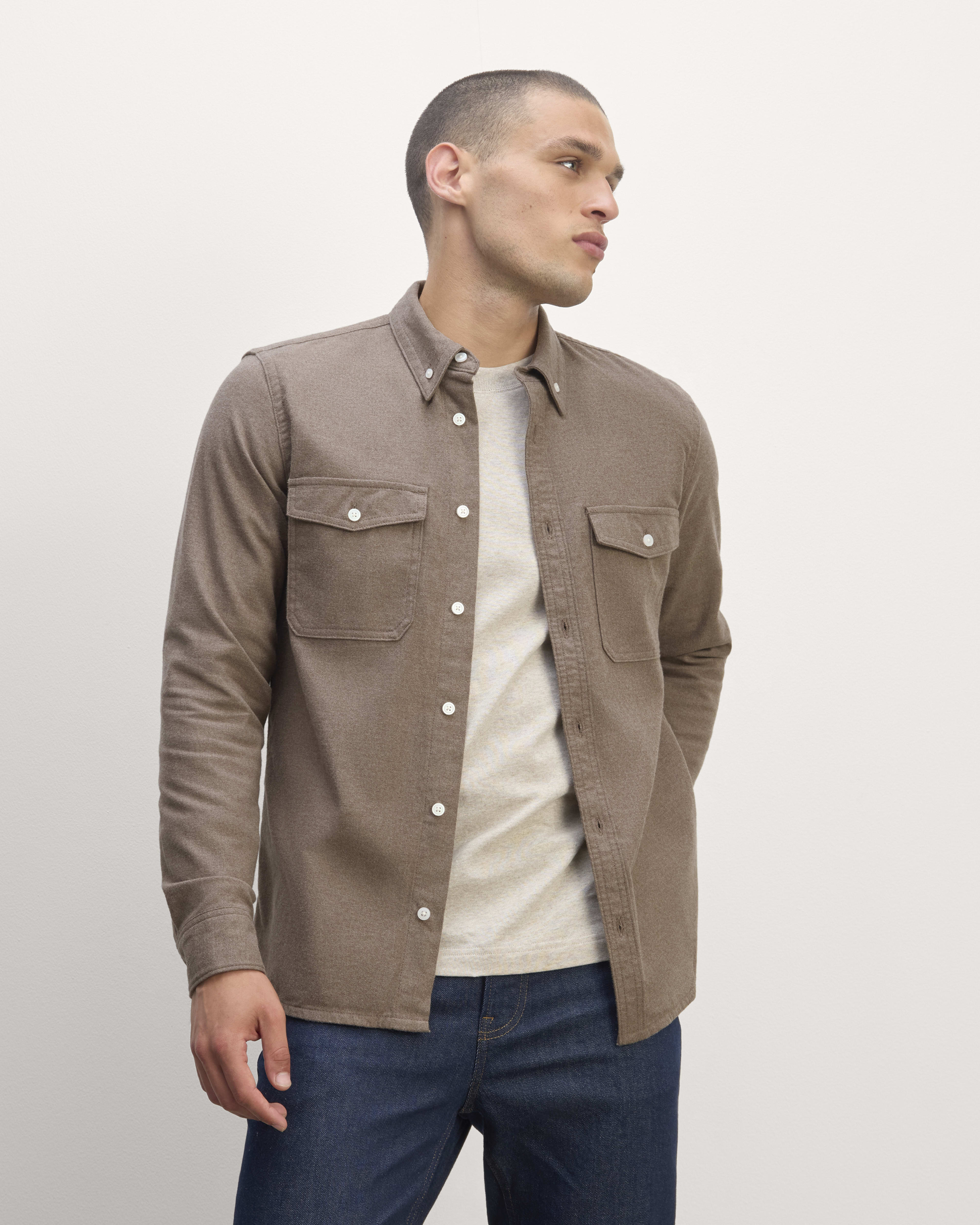 The Brushed Flannel Shirt | Taupe Melange – Everlane