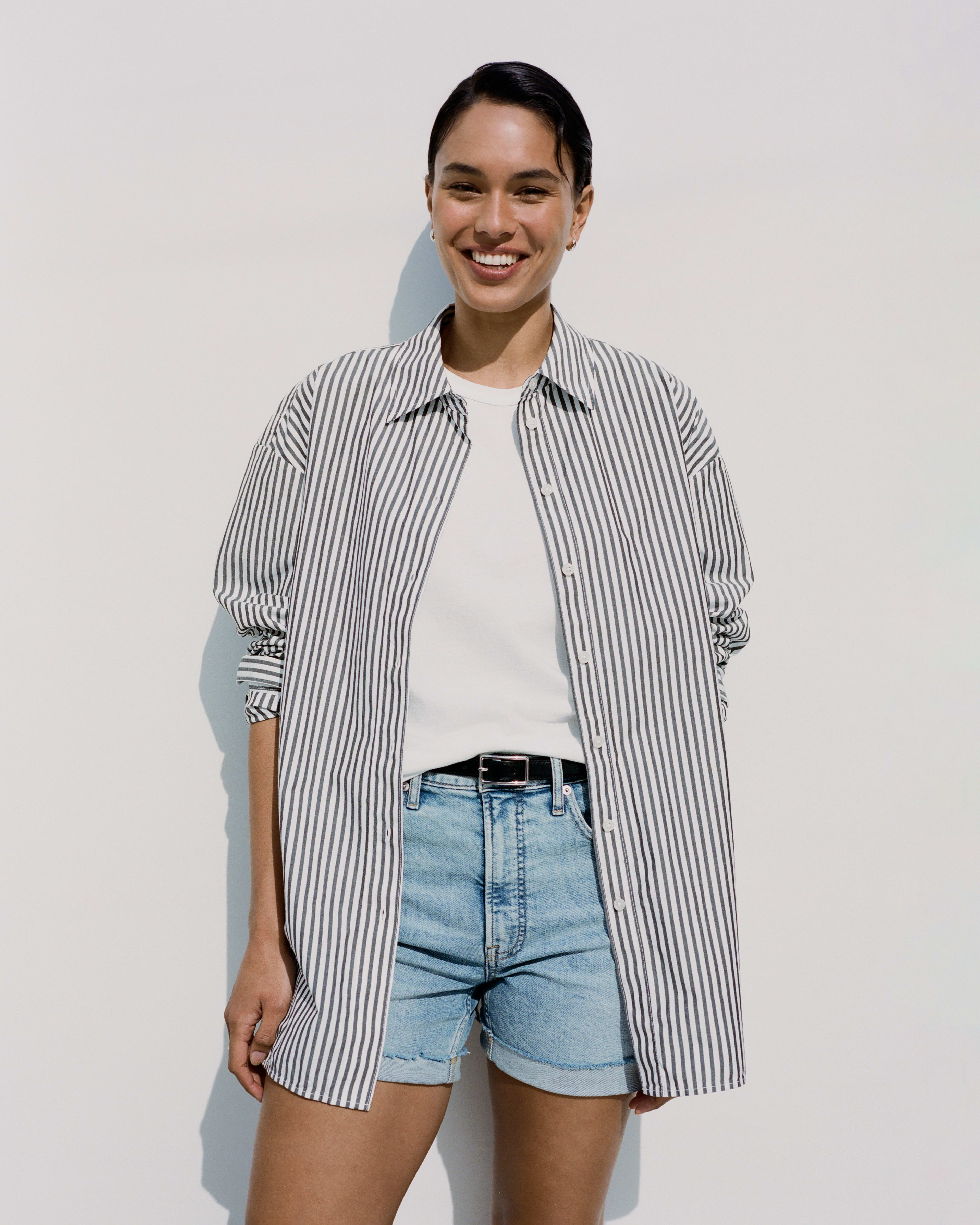 The Supima® Cotton Boyfriend Shirt Optic White / Black – Everlane