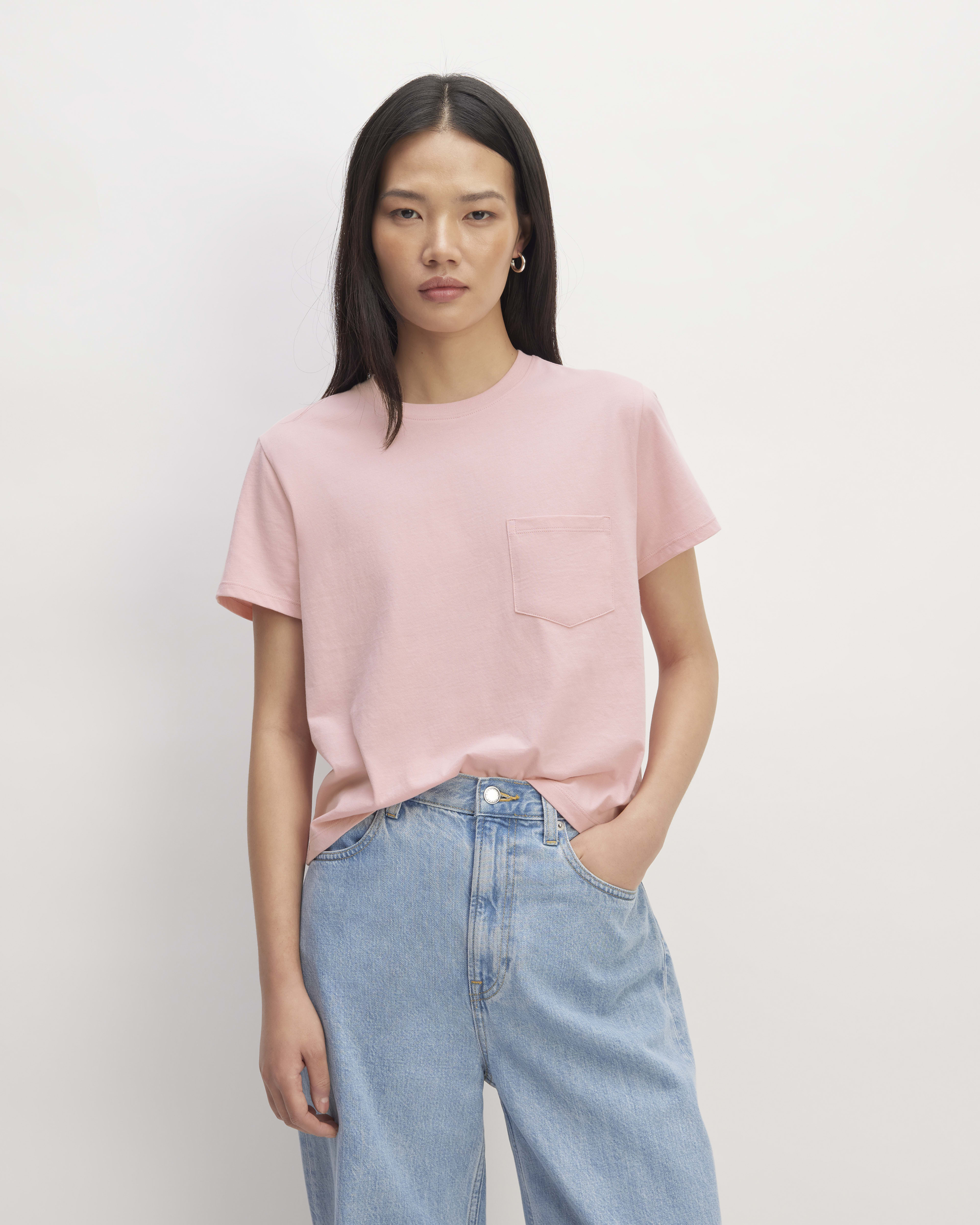The Box-Cut Tee in Essential Cotton | Rose Pink | Pocket – Everlane