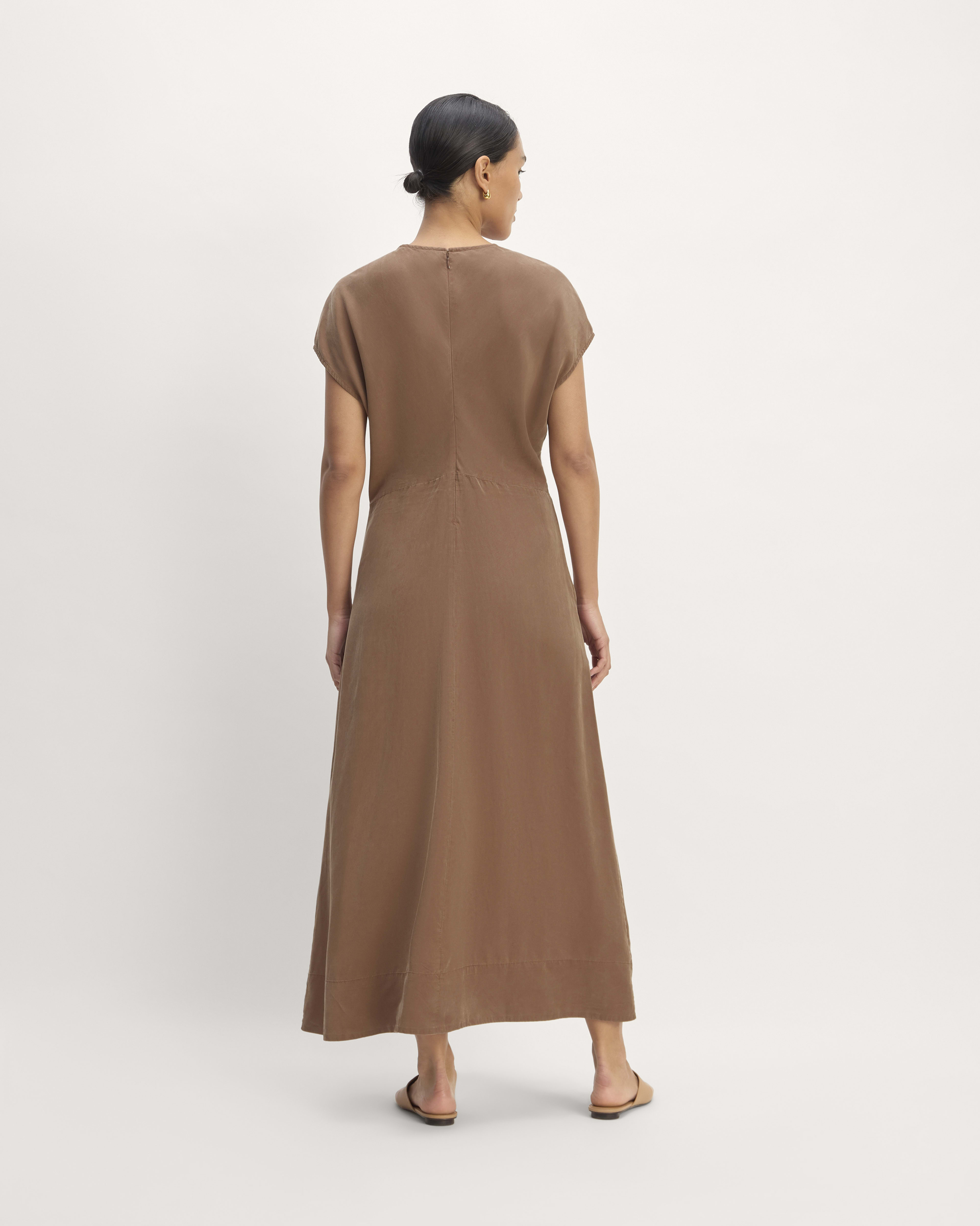 The TENCEL™ Short-Sleeve Midi Dress Carob Brown – Everlane