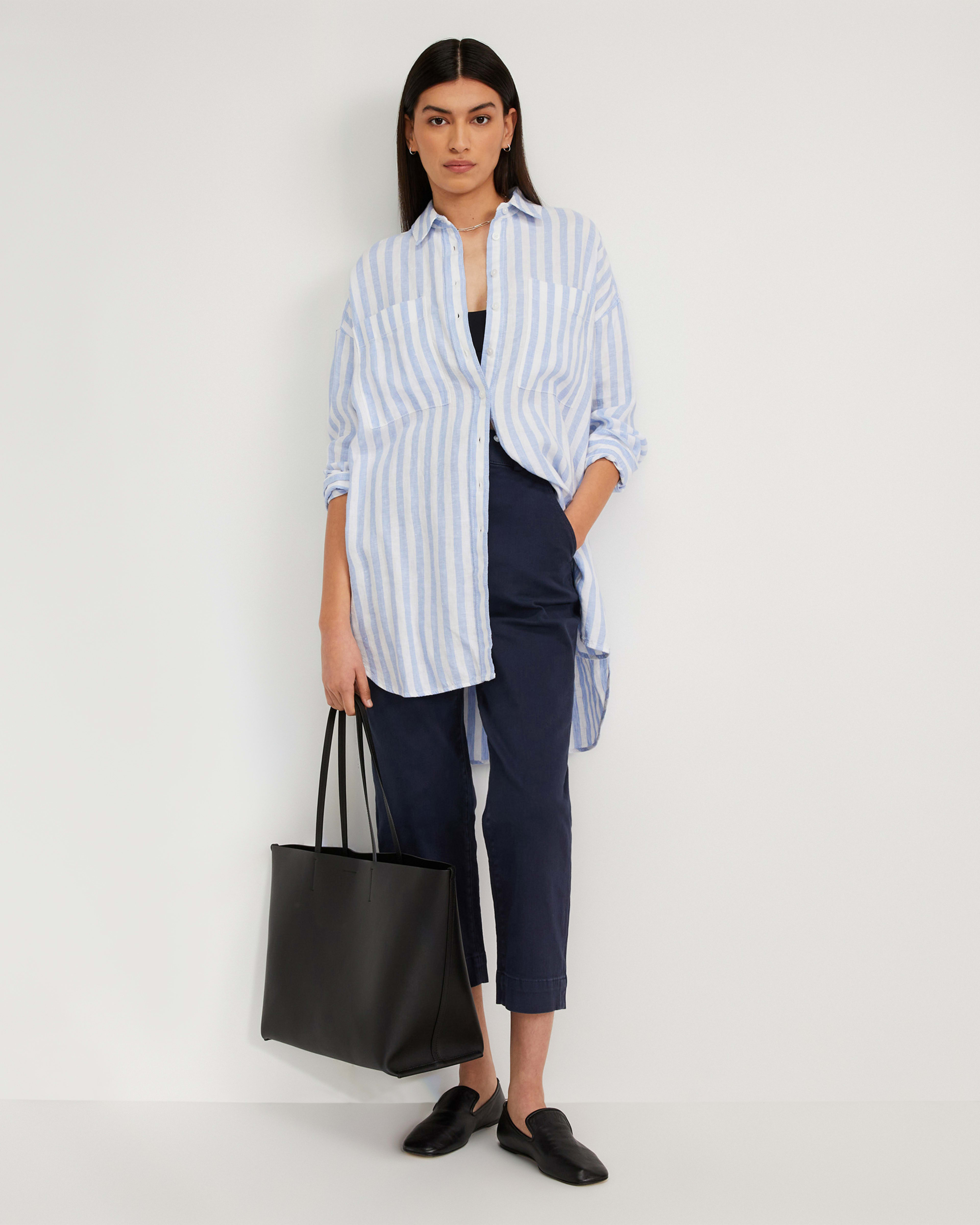 The Way-Long Linen Shirt Blue / White – Everlane