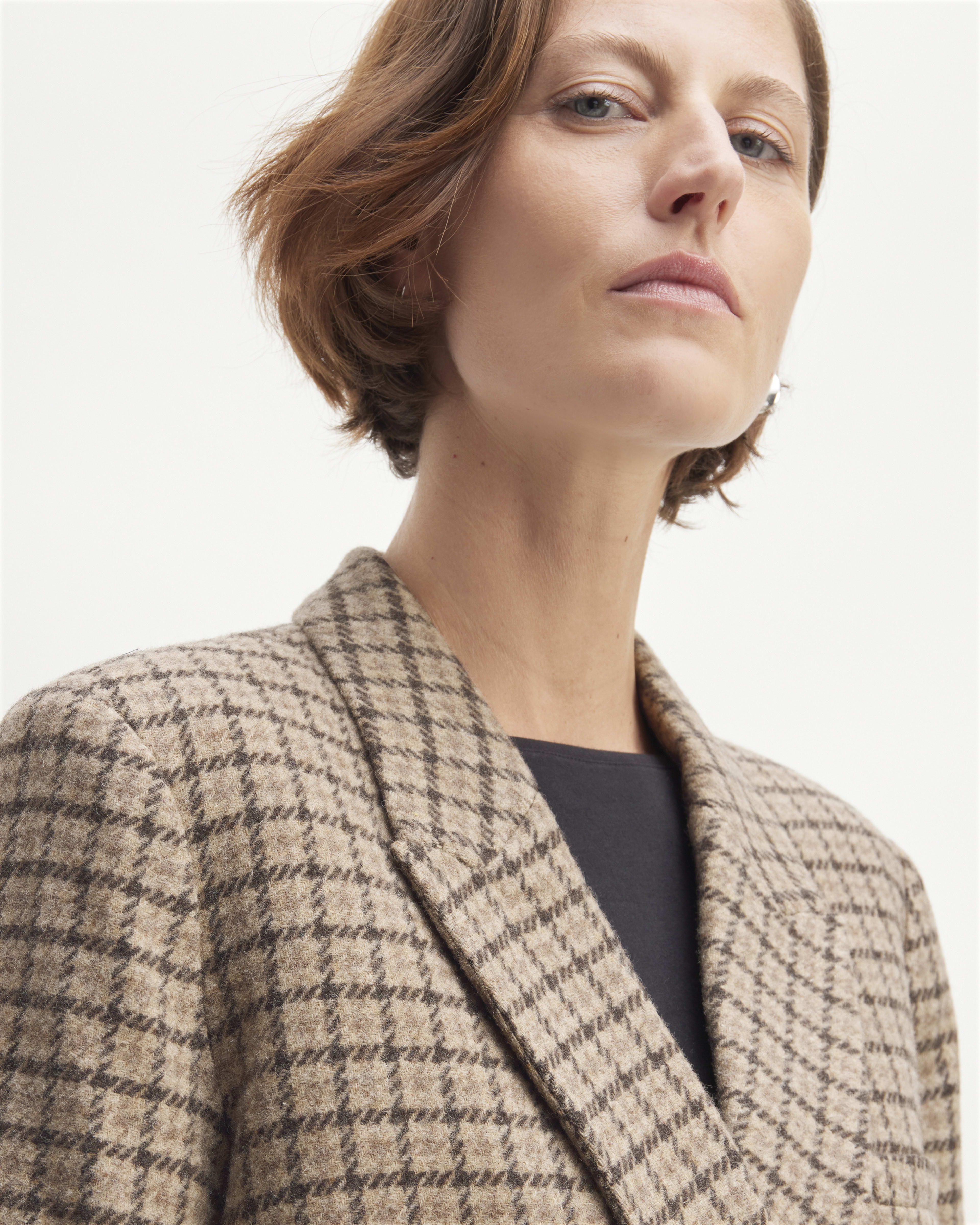 The ReWool® Double-Breasted Blazer Beige Houndstooth – Everlane