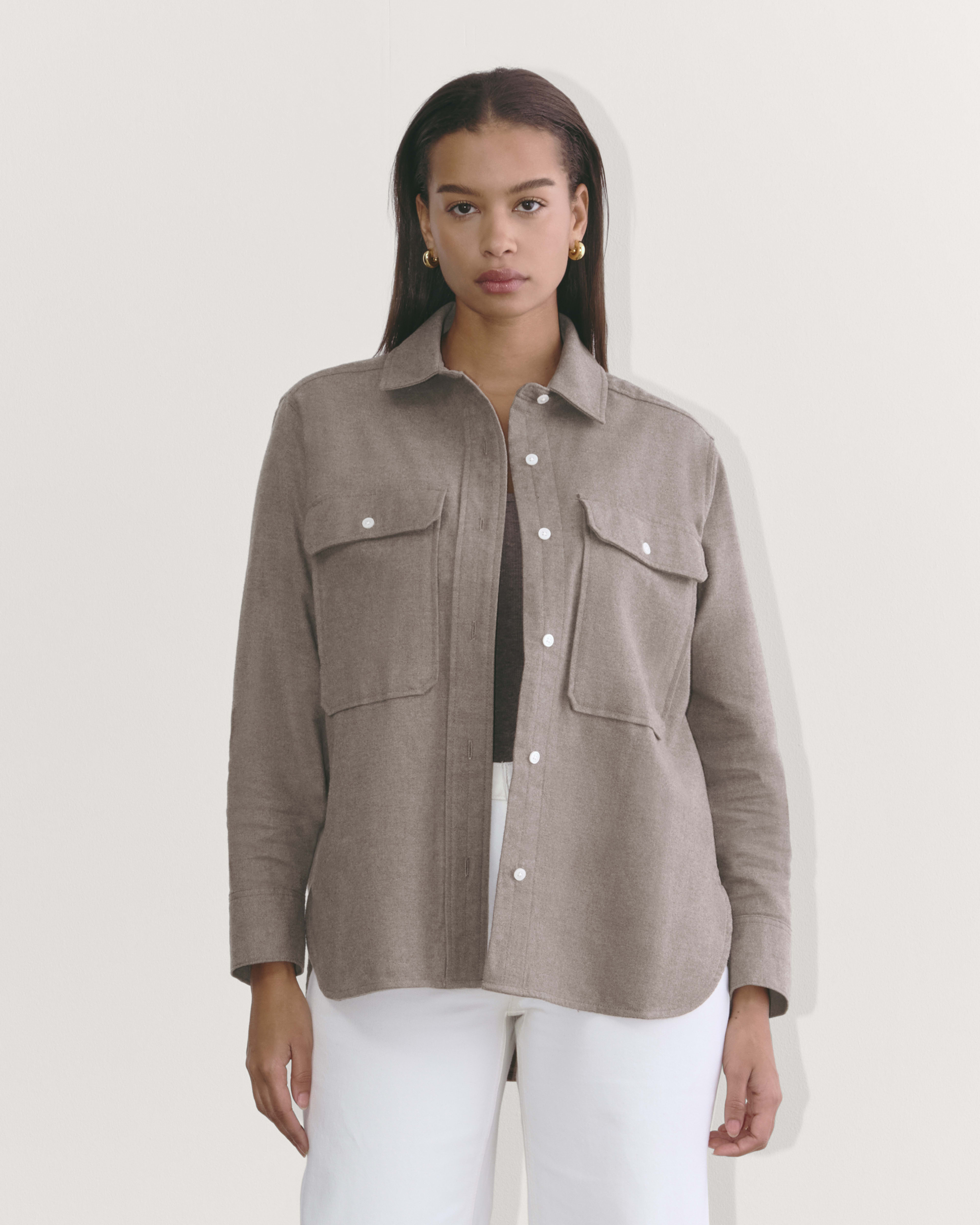 The Boyfriend Shirt in Flannel | Taupe Melange – Everlane