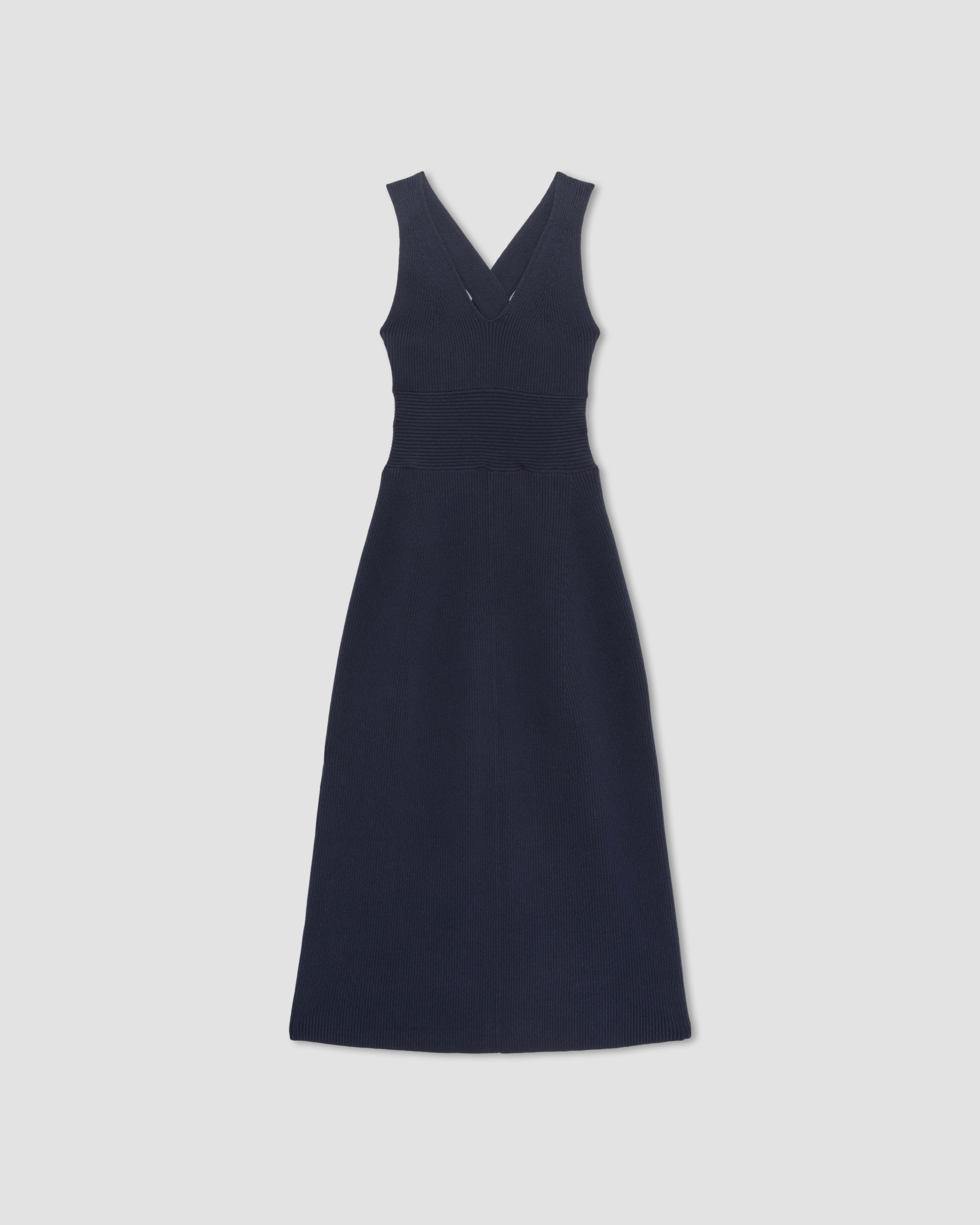 The Ribbed Cotton Cross-Back Dress Navy – Everlane