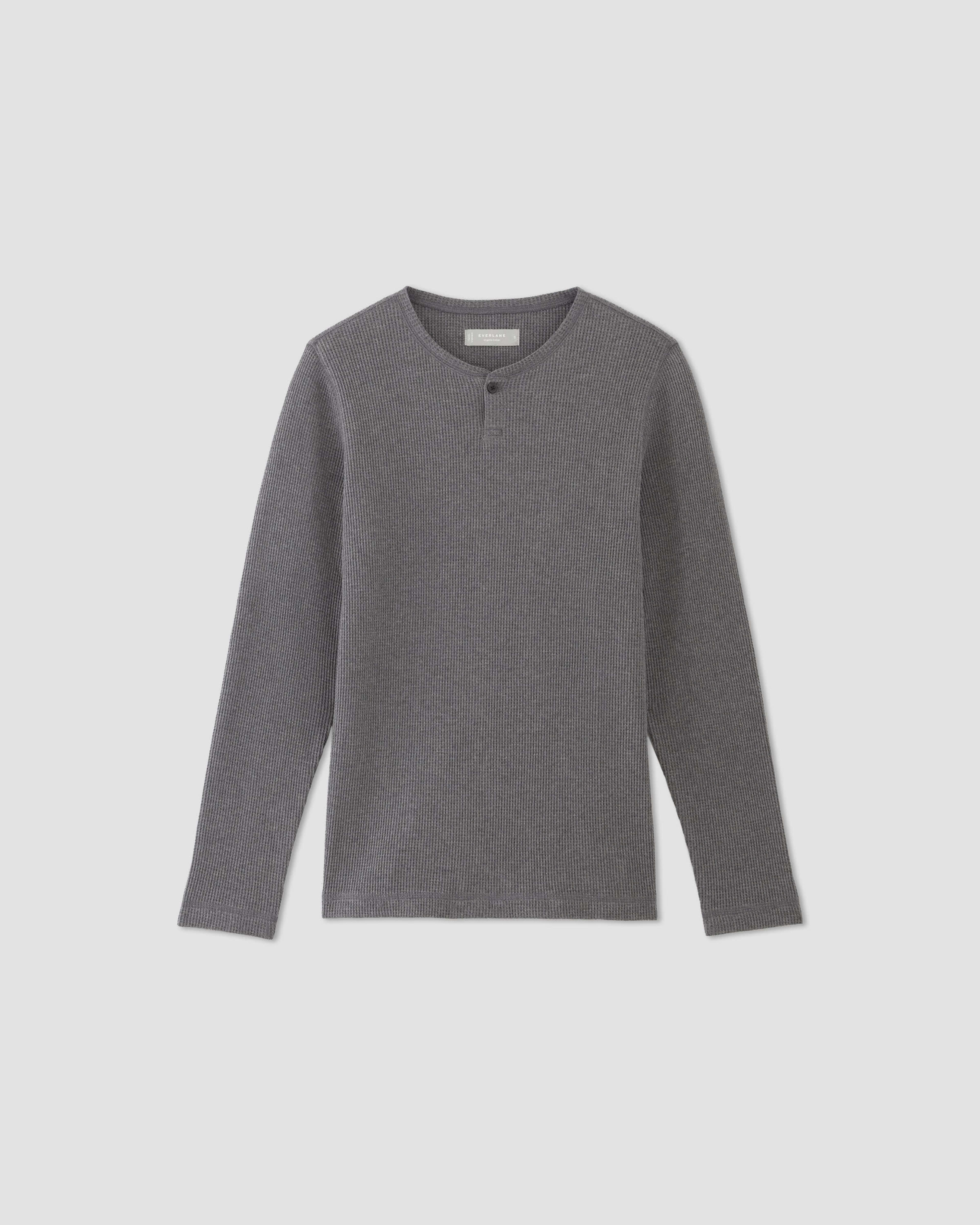 The Waffle Long-Sleeve Henley Heathered Charcoal – Everlane