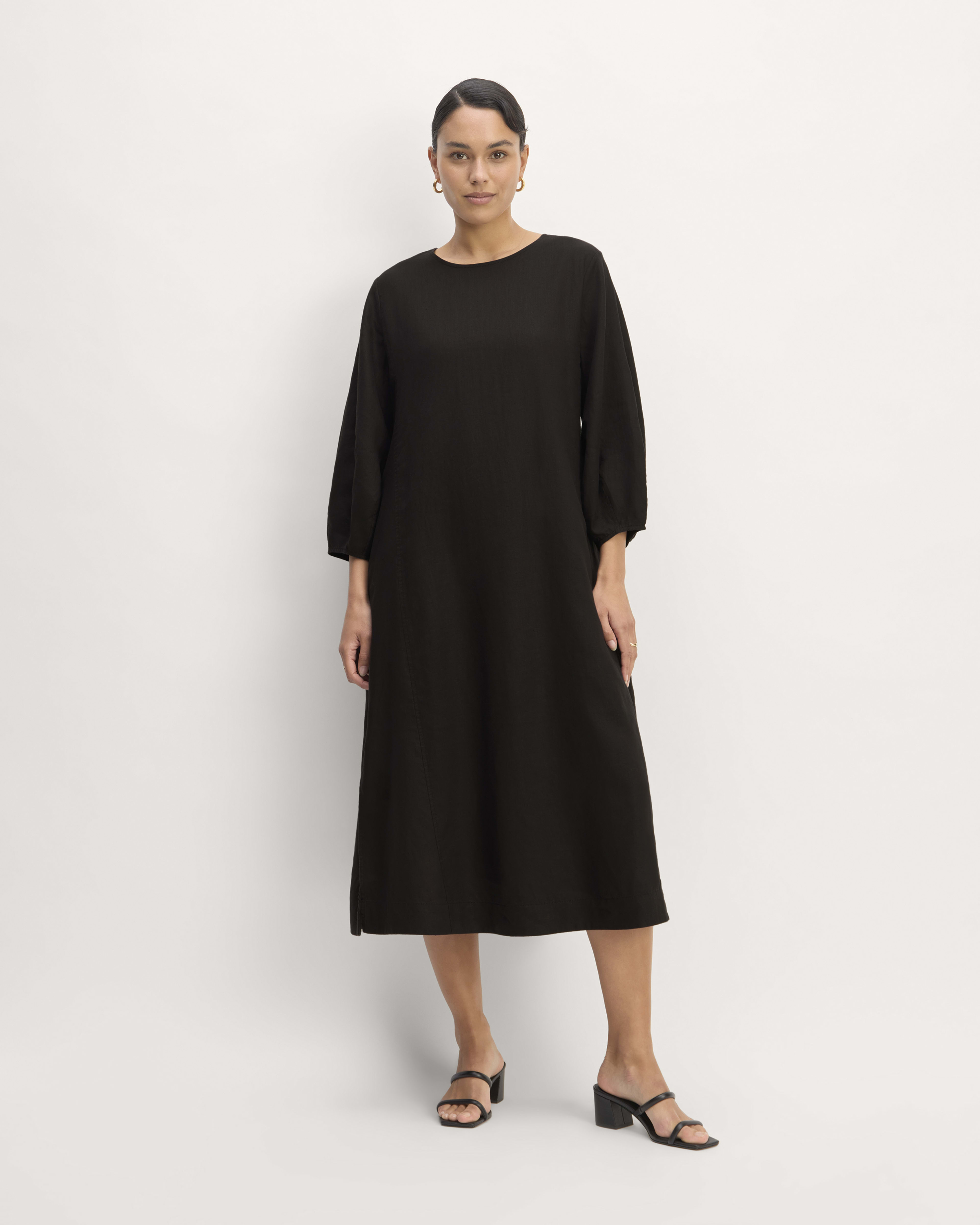 The Linen A-Line Midi Dress | Black – Everlane