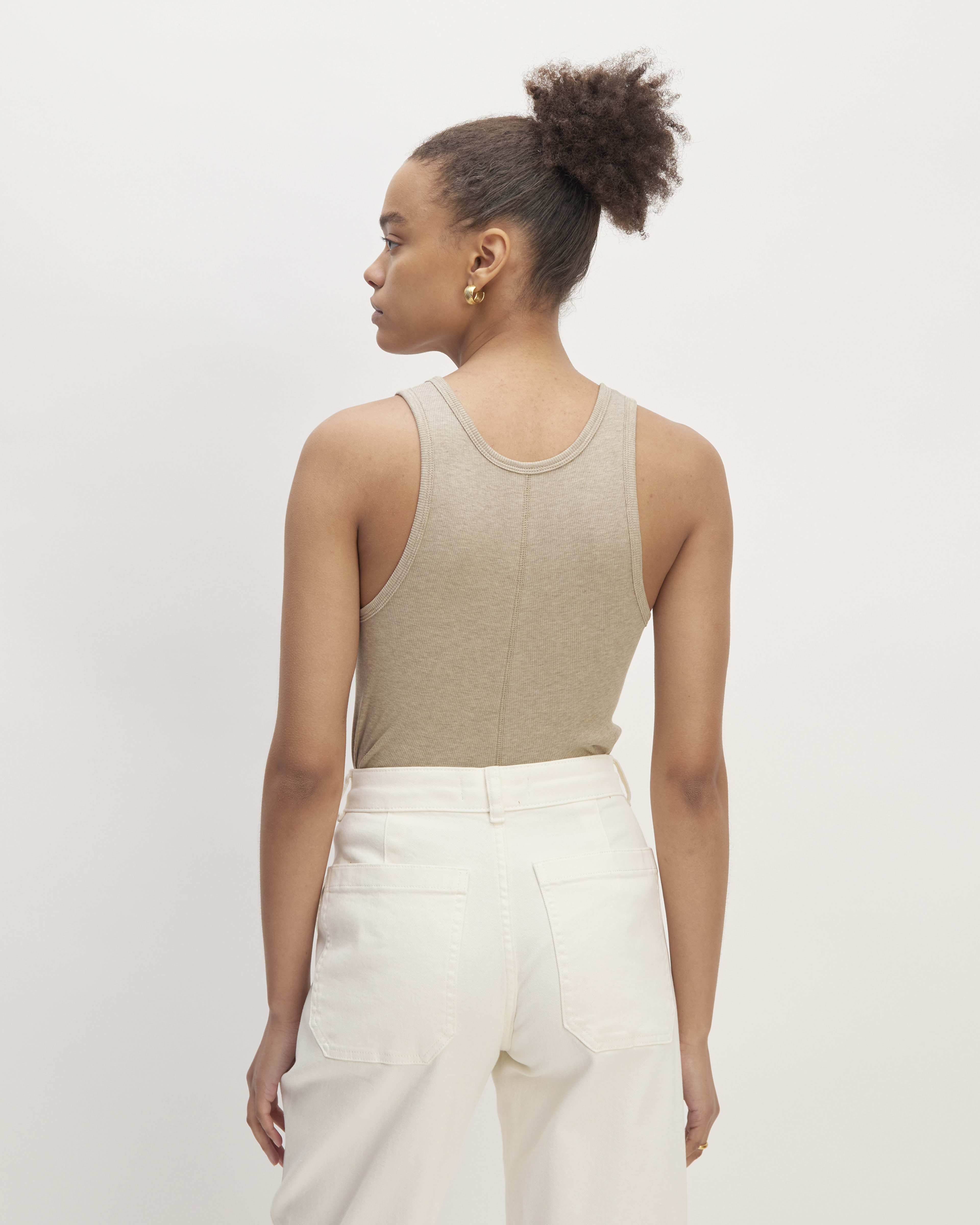 The Luxe Micro Rib Tank Heathered Tan Everlane