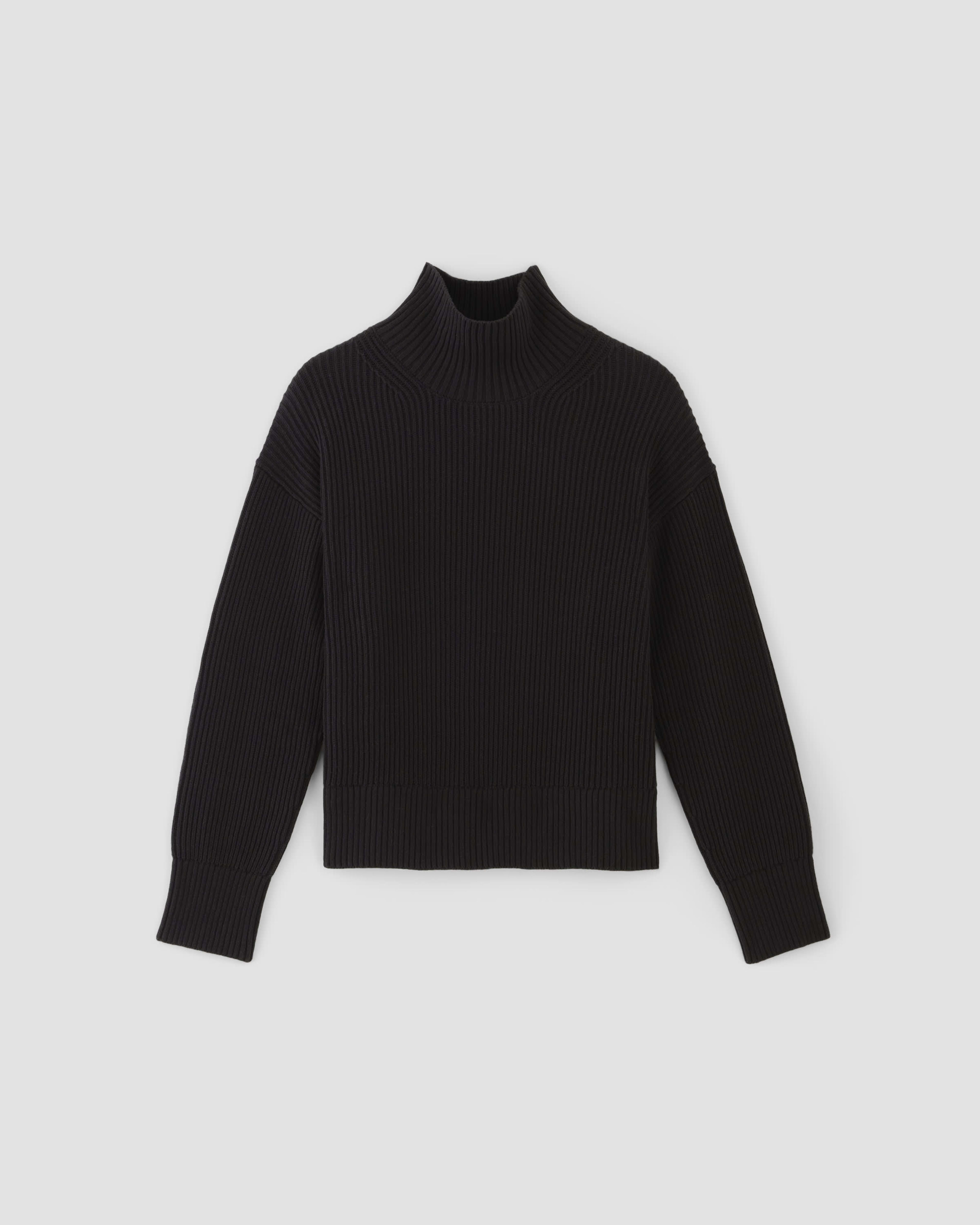 The Organic Cotton Ribbed Turtleneck Black – Everlane