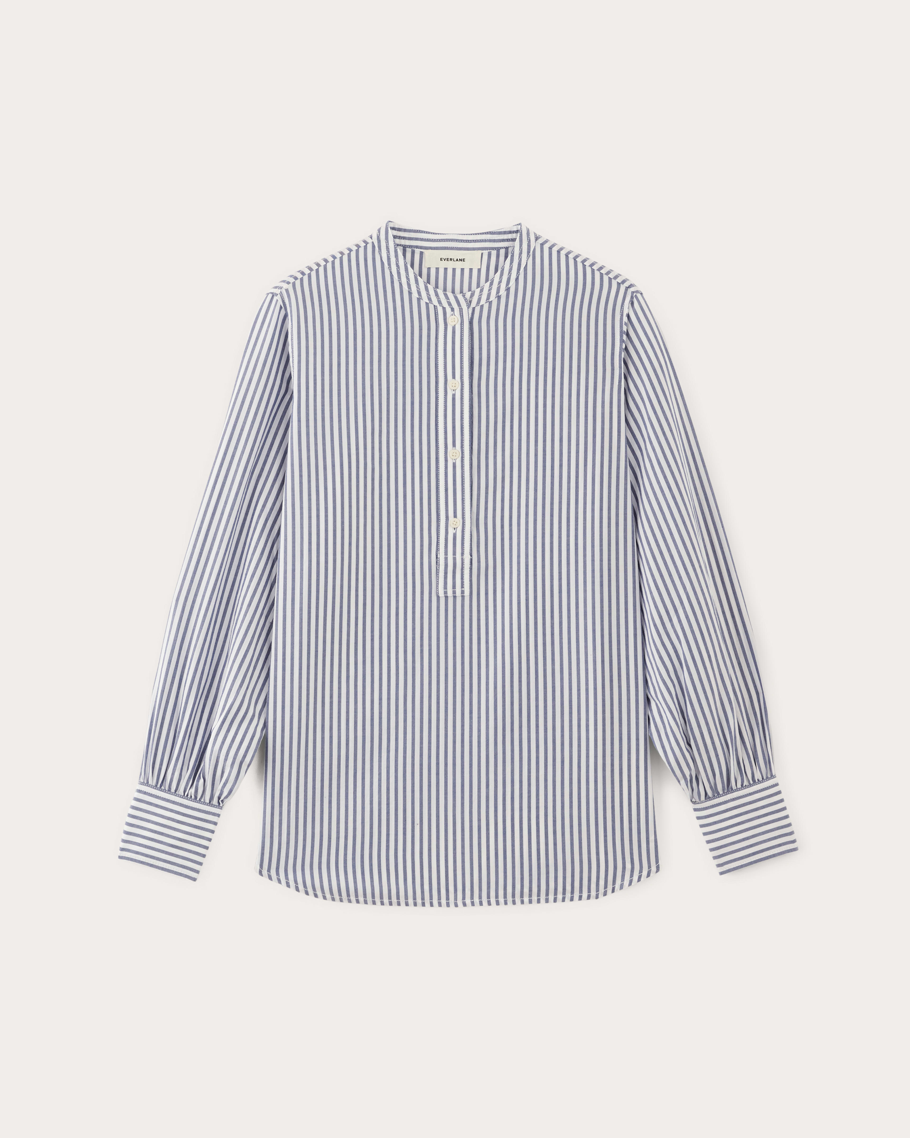 The Henley Shirt in Silky Cotton | White / Bellwether Blue – Everlane
