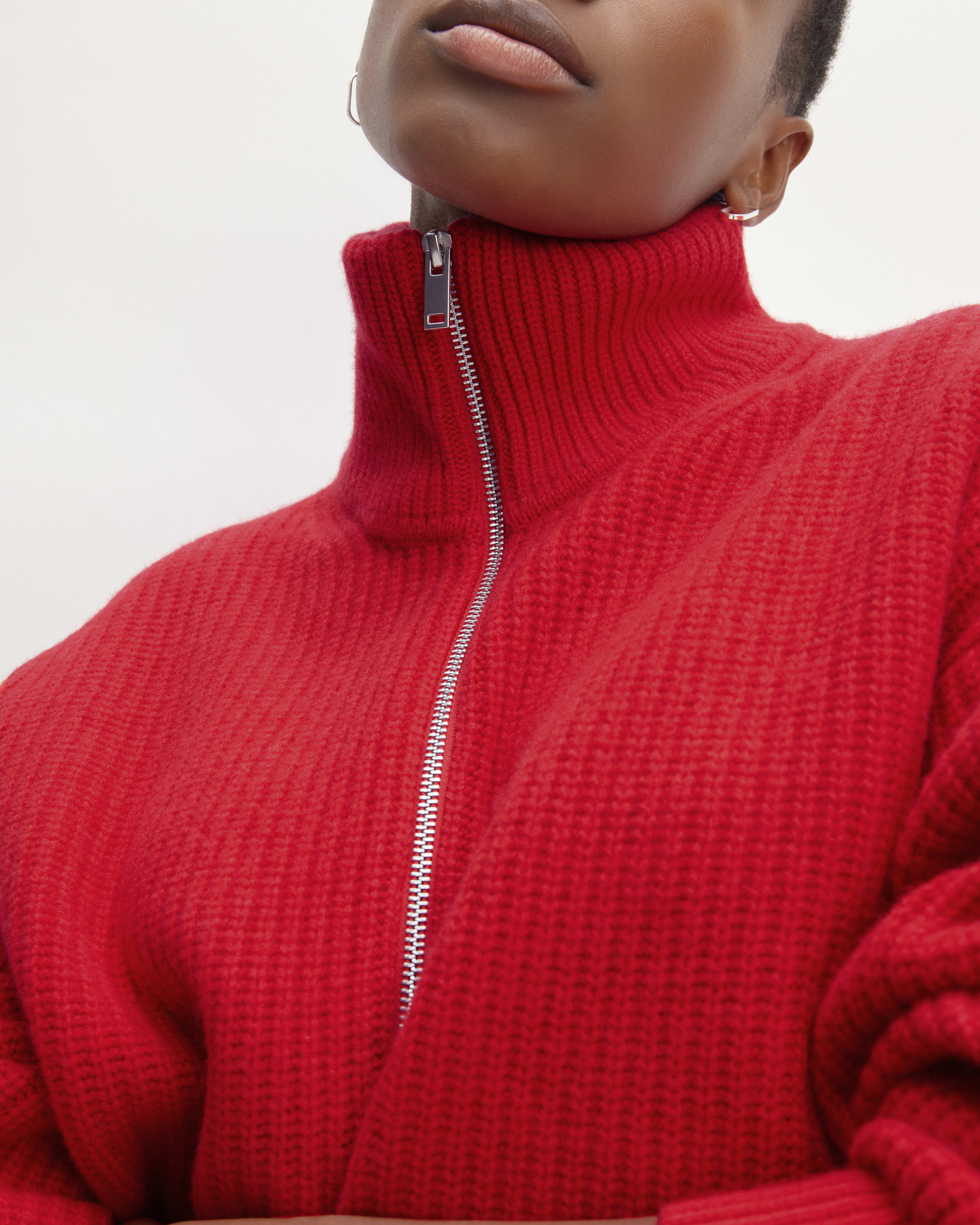 The Felted Merino Half-Zip Sweater Classic Red – Everlane