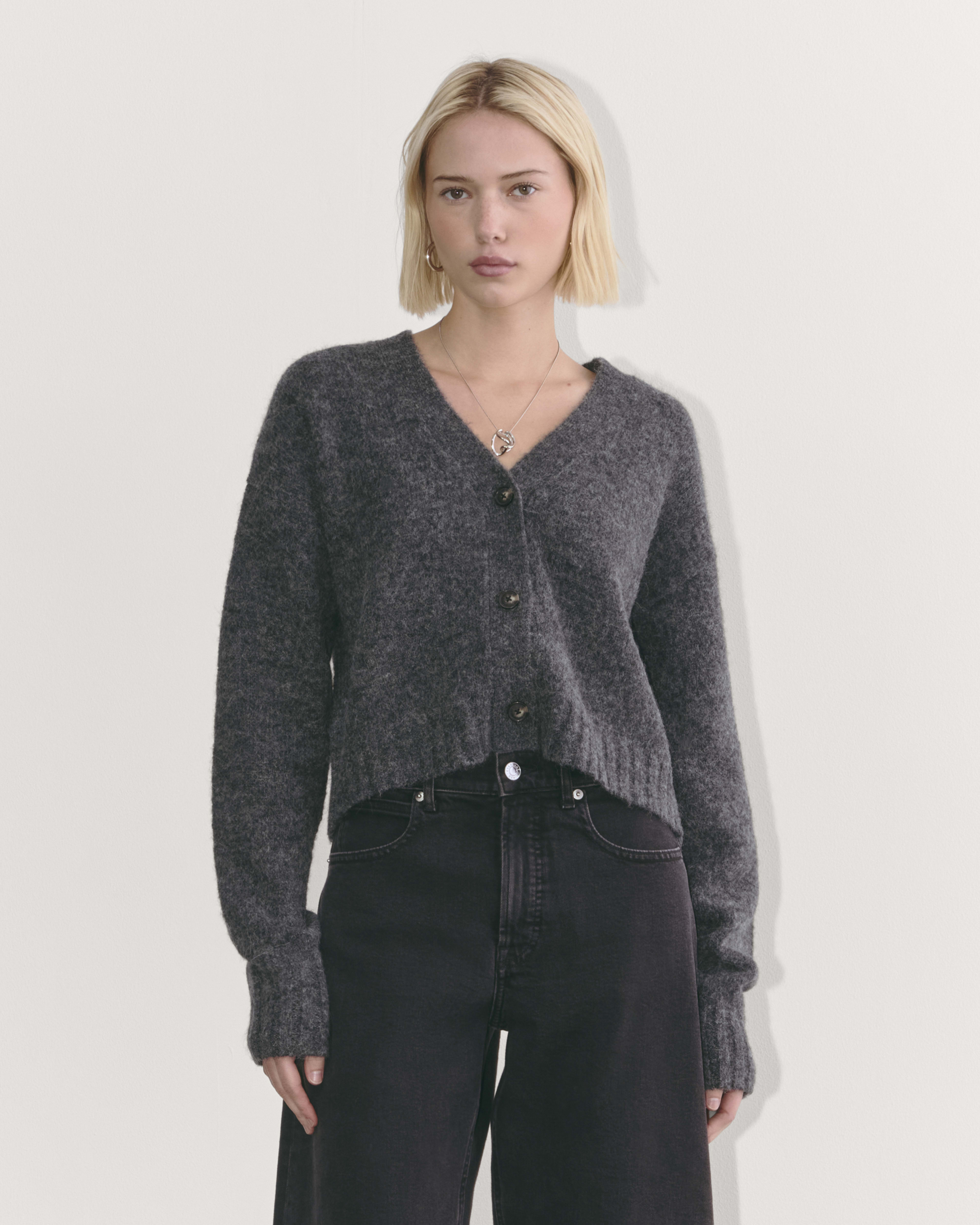 The Boxy Cardigan in Alpaca | Dark Charcoal – Everlane