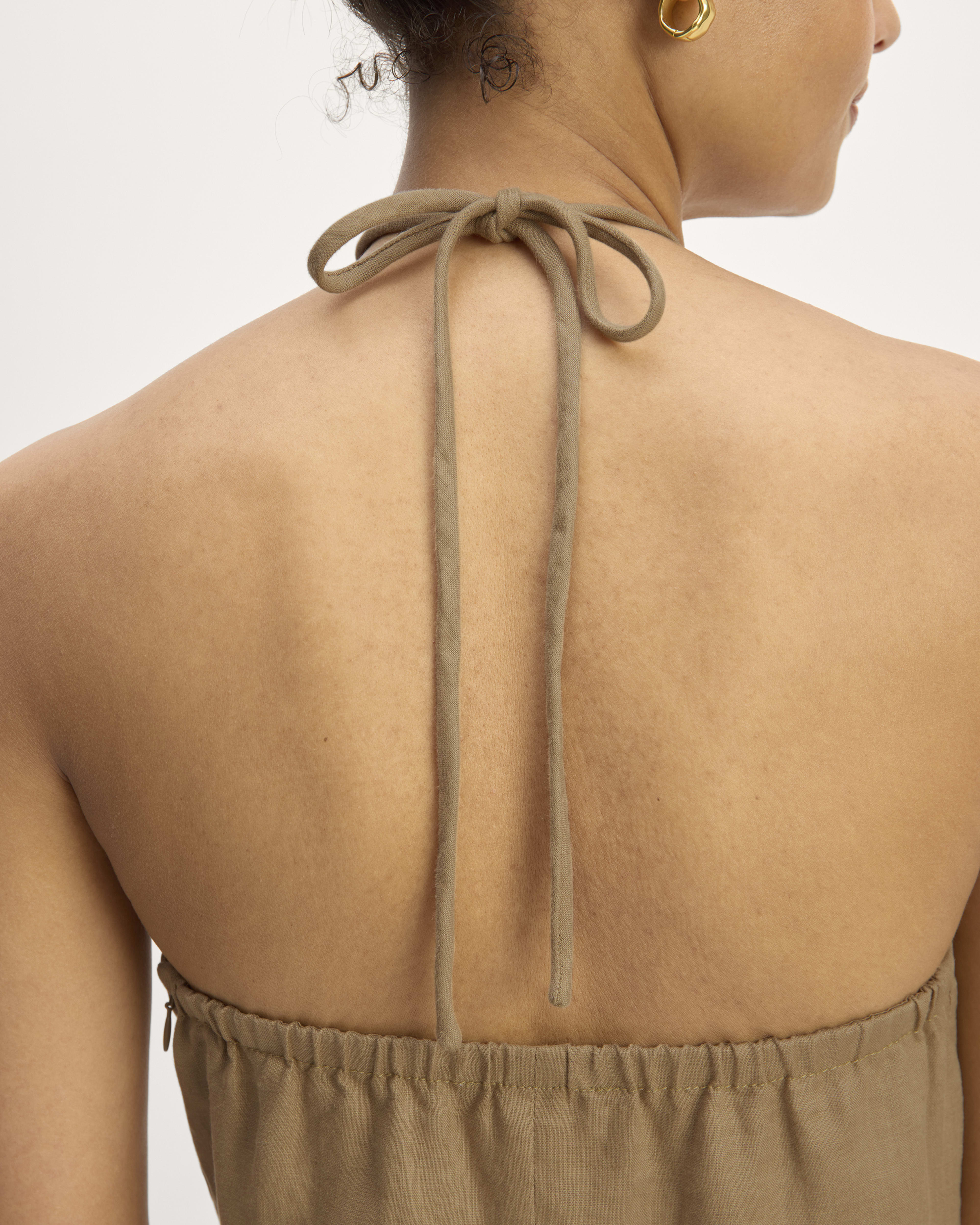 The Linen Halter-Neck Dress | Tiger's Eye – Everlane