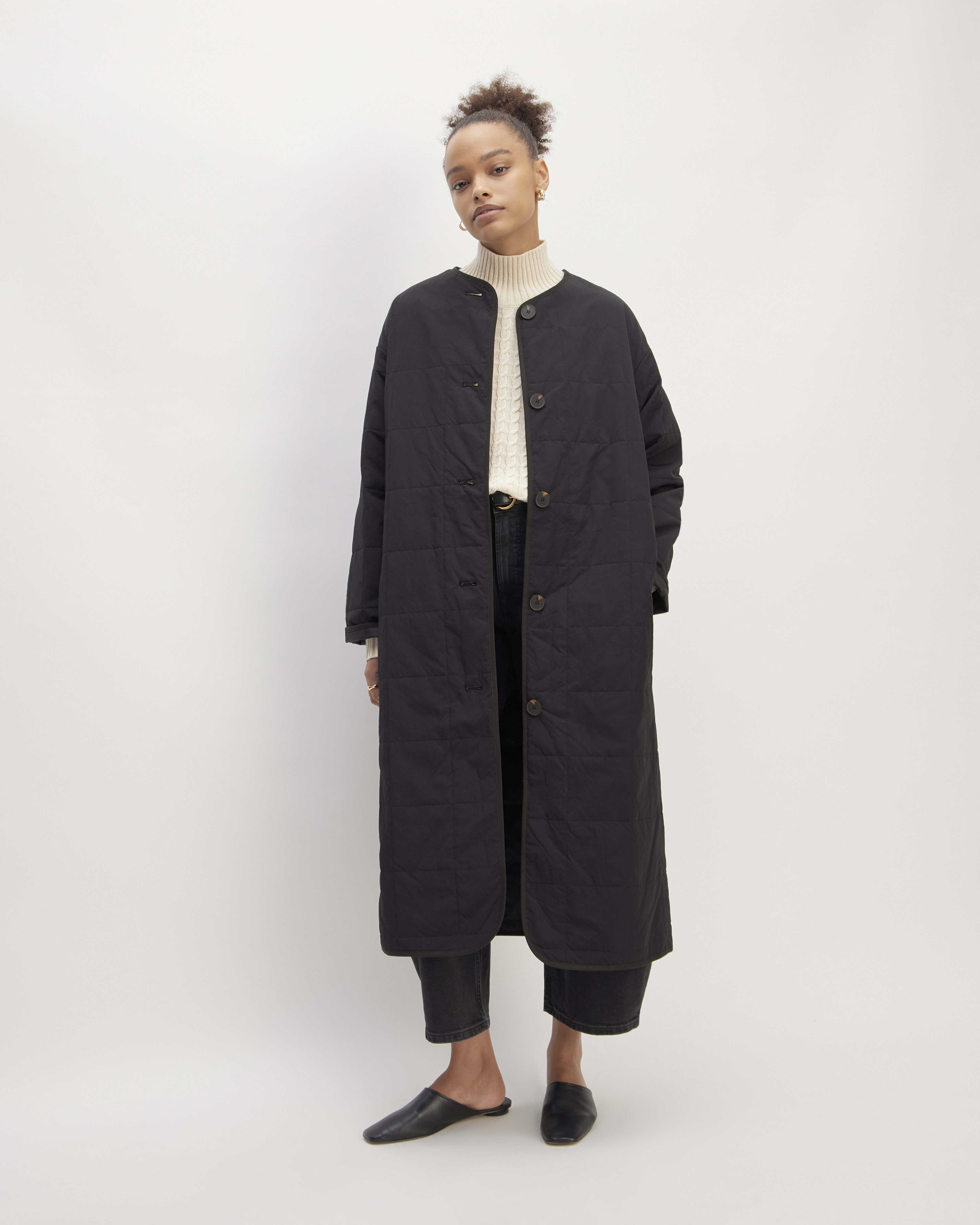 The ReNew Quilted Long Liner | Black – Everlane