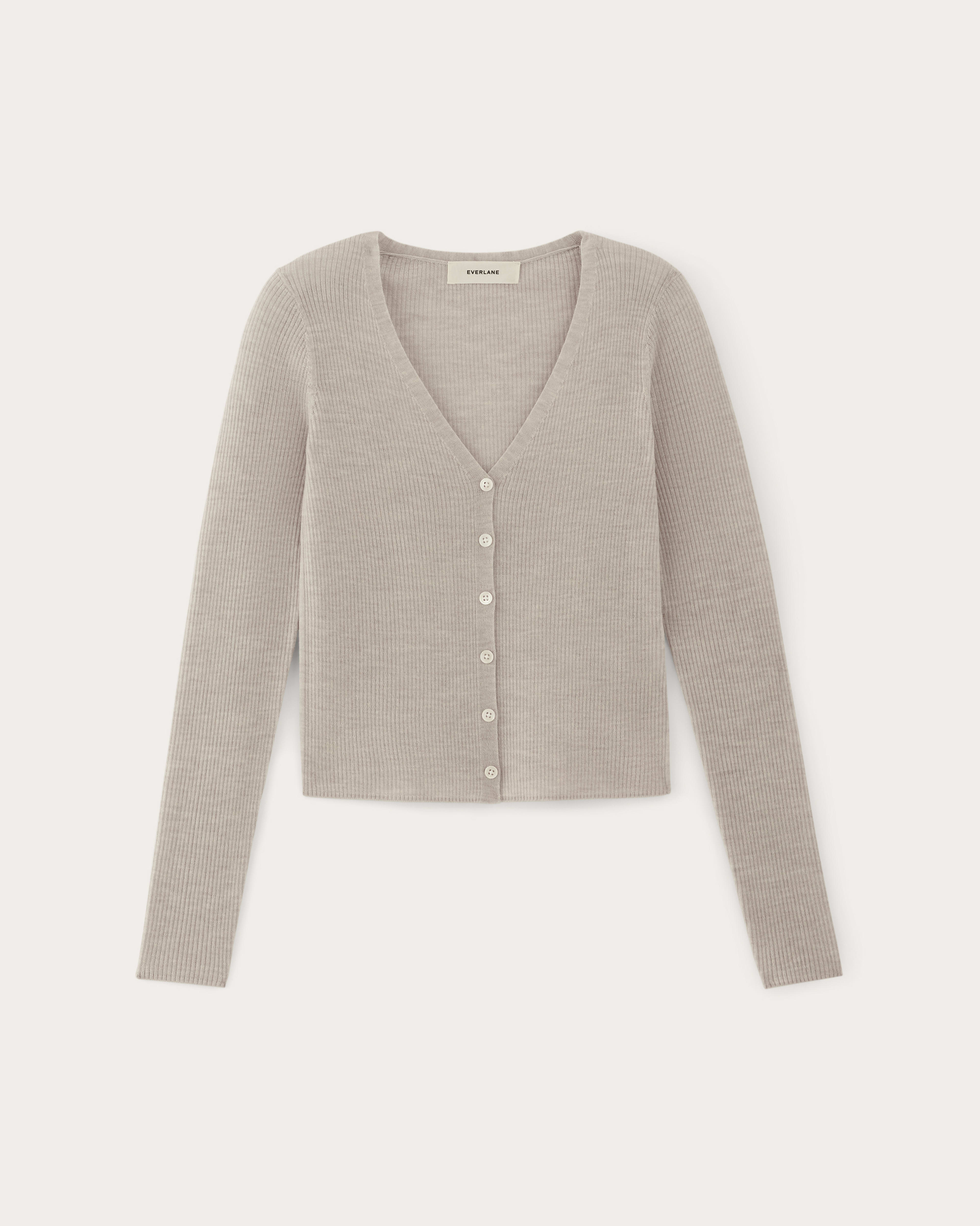 The Cardigan in Ultrasoft Merino Heather Oatmeal – Everlane
