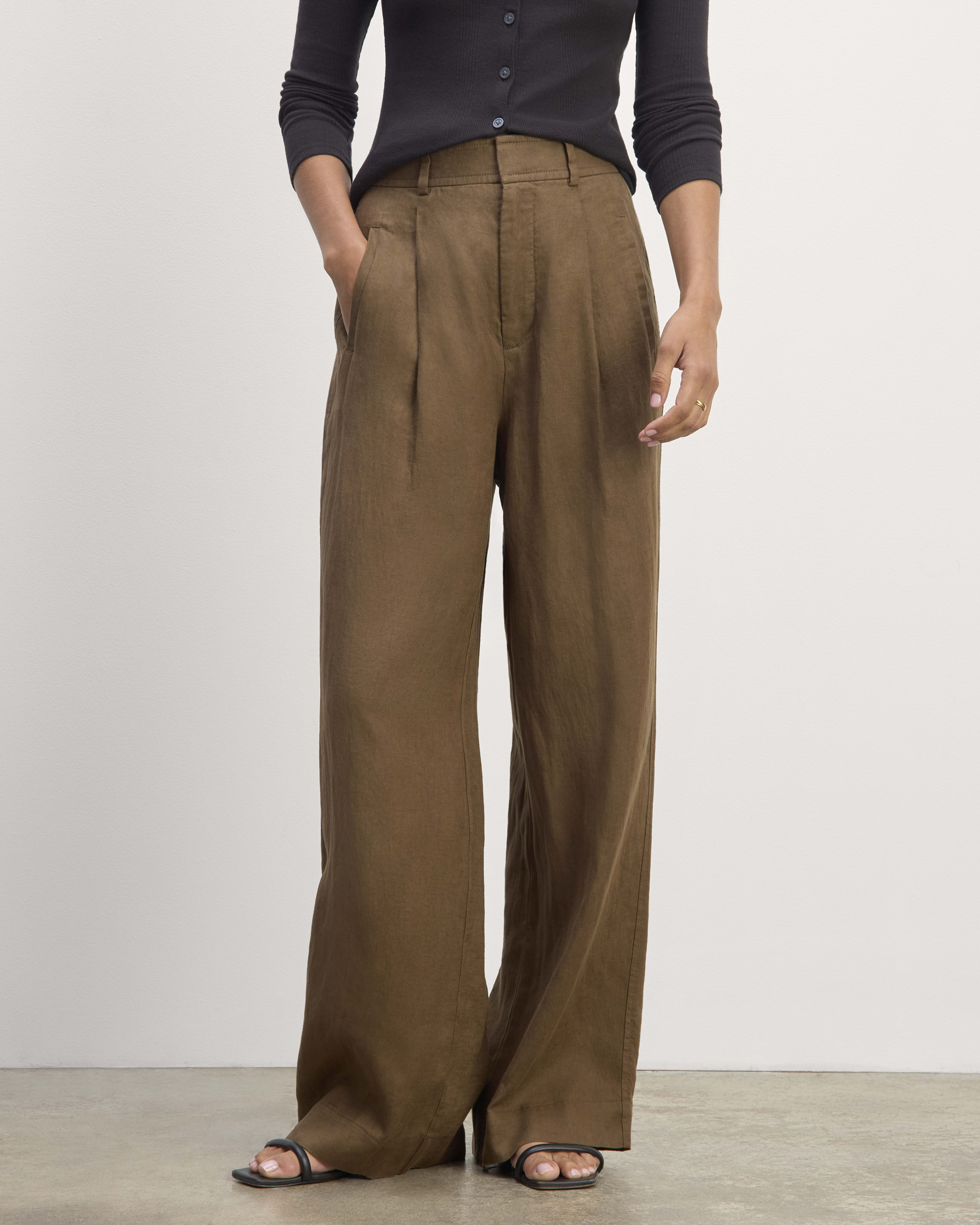 The Linen Way-High® Drape Pant | Cocoa – Everlane