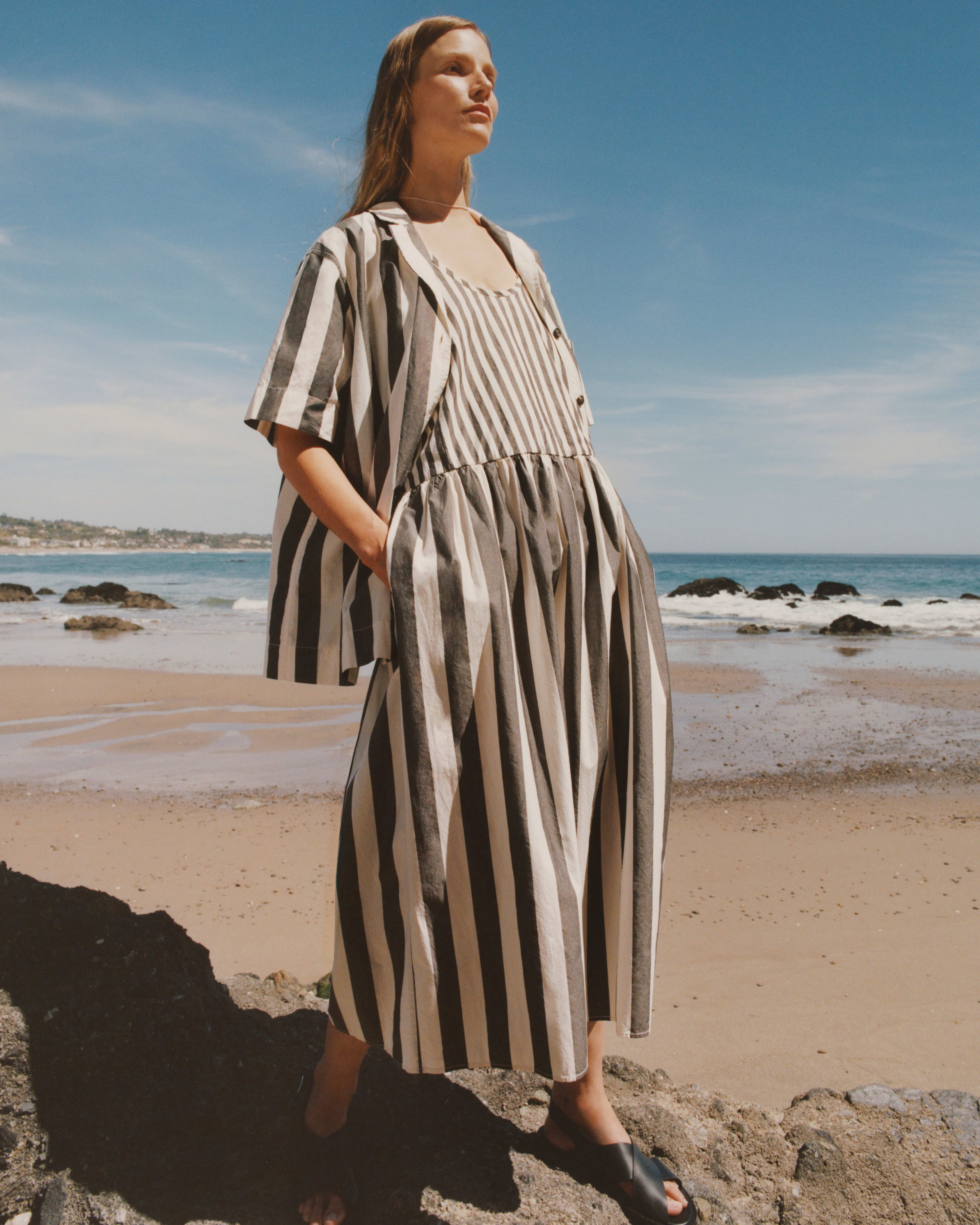The Poplin Summer Dress Bone / Black – Everlane