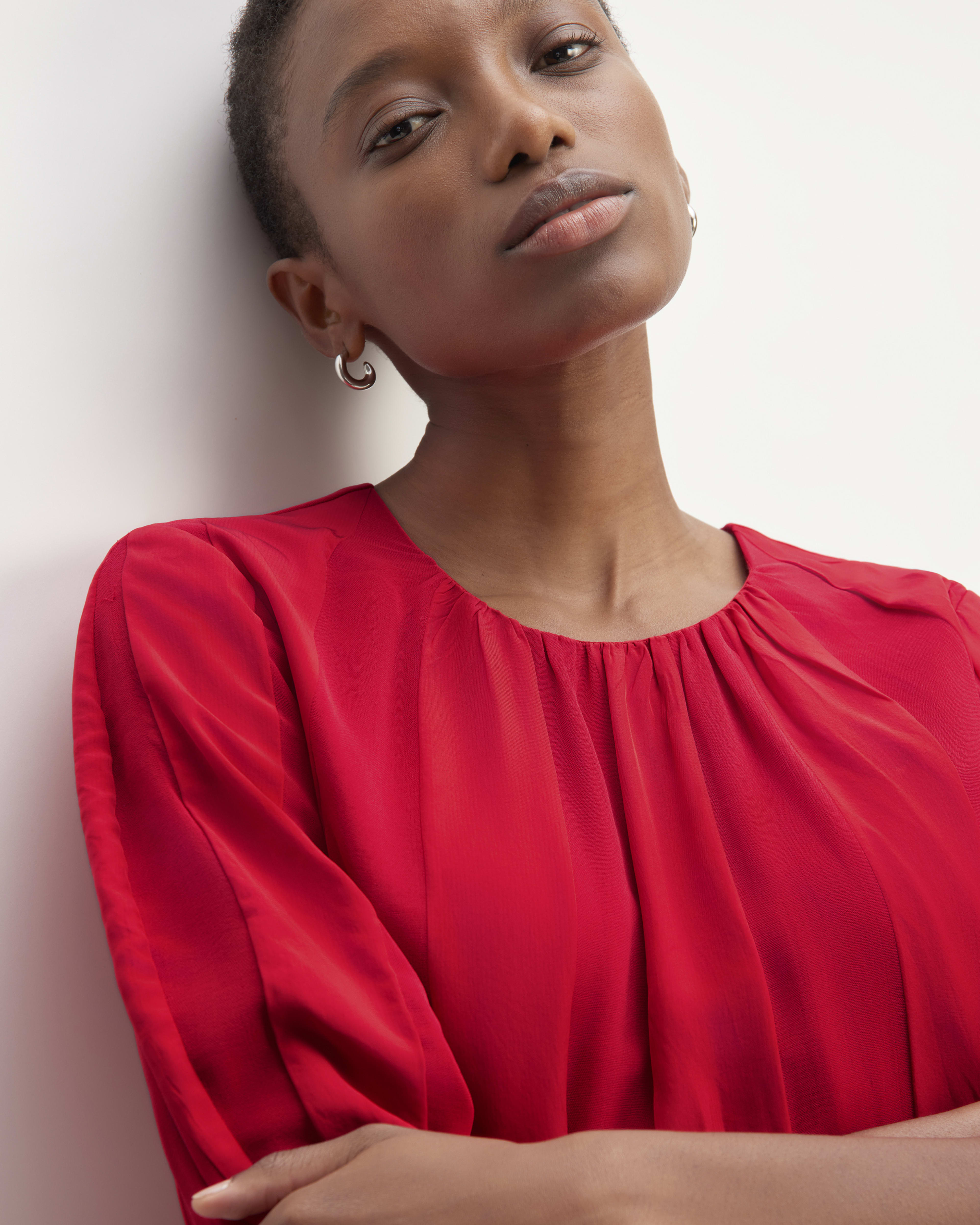 The City Stripe Ruched Dress | Haute Red – Everlane