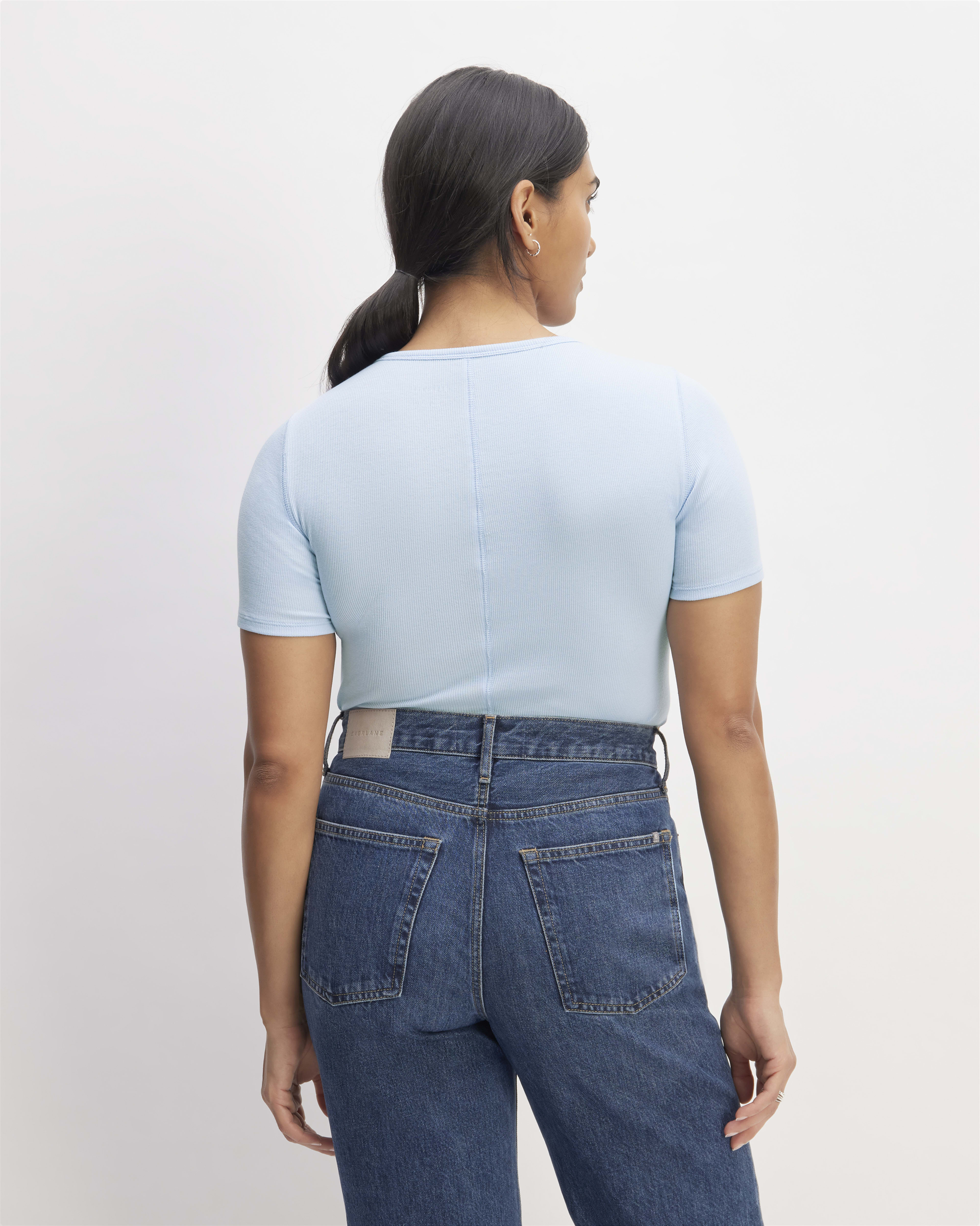 The Luxe Micro-Rib Crew Chambray Blue – Everlane
