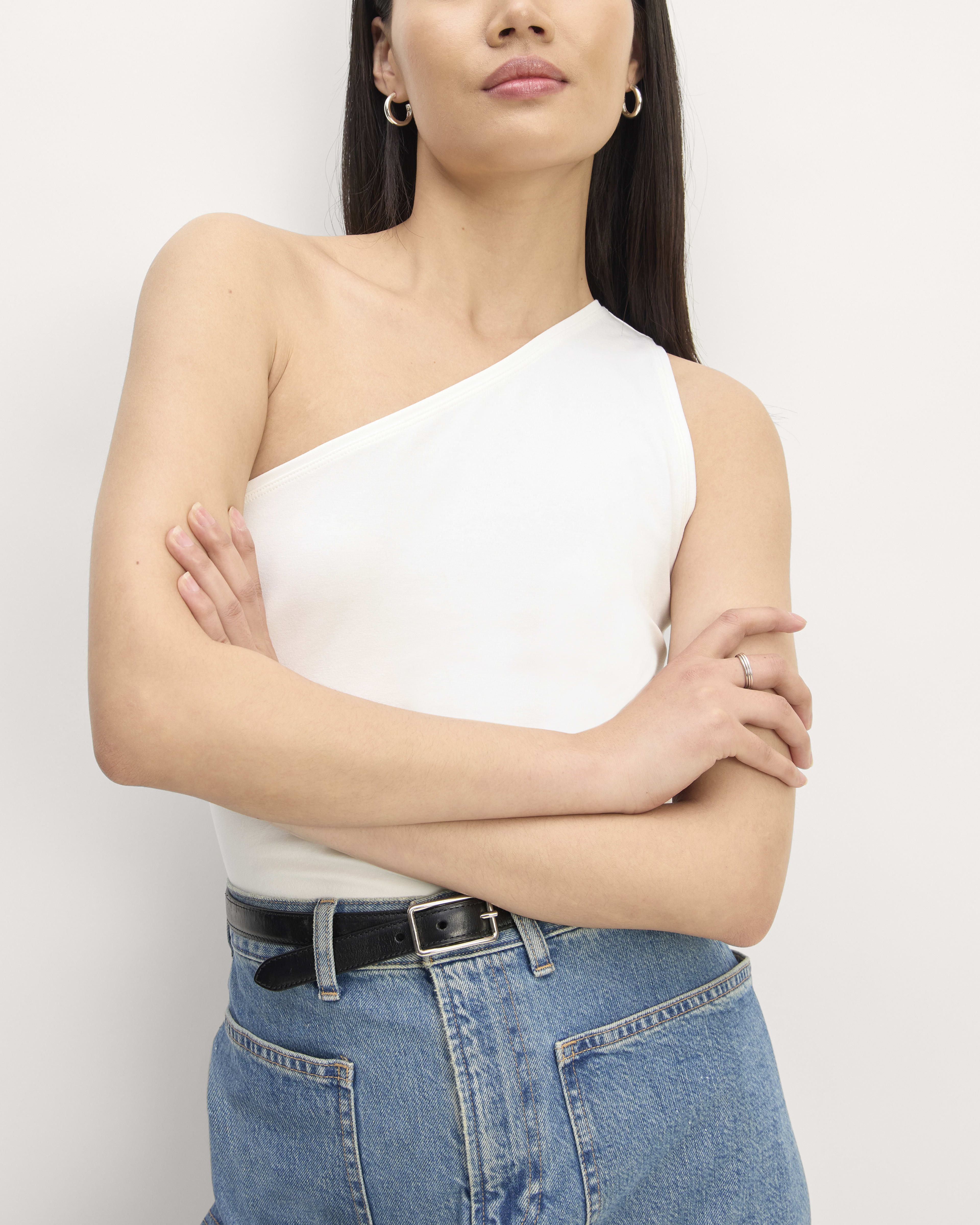 The Form One-Shoulder Tank | White – Everlane