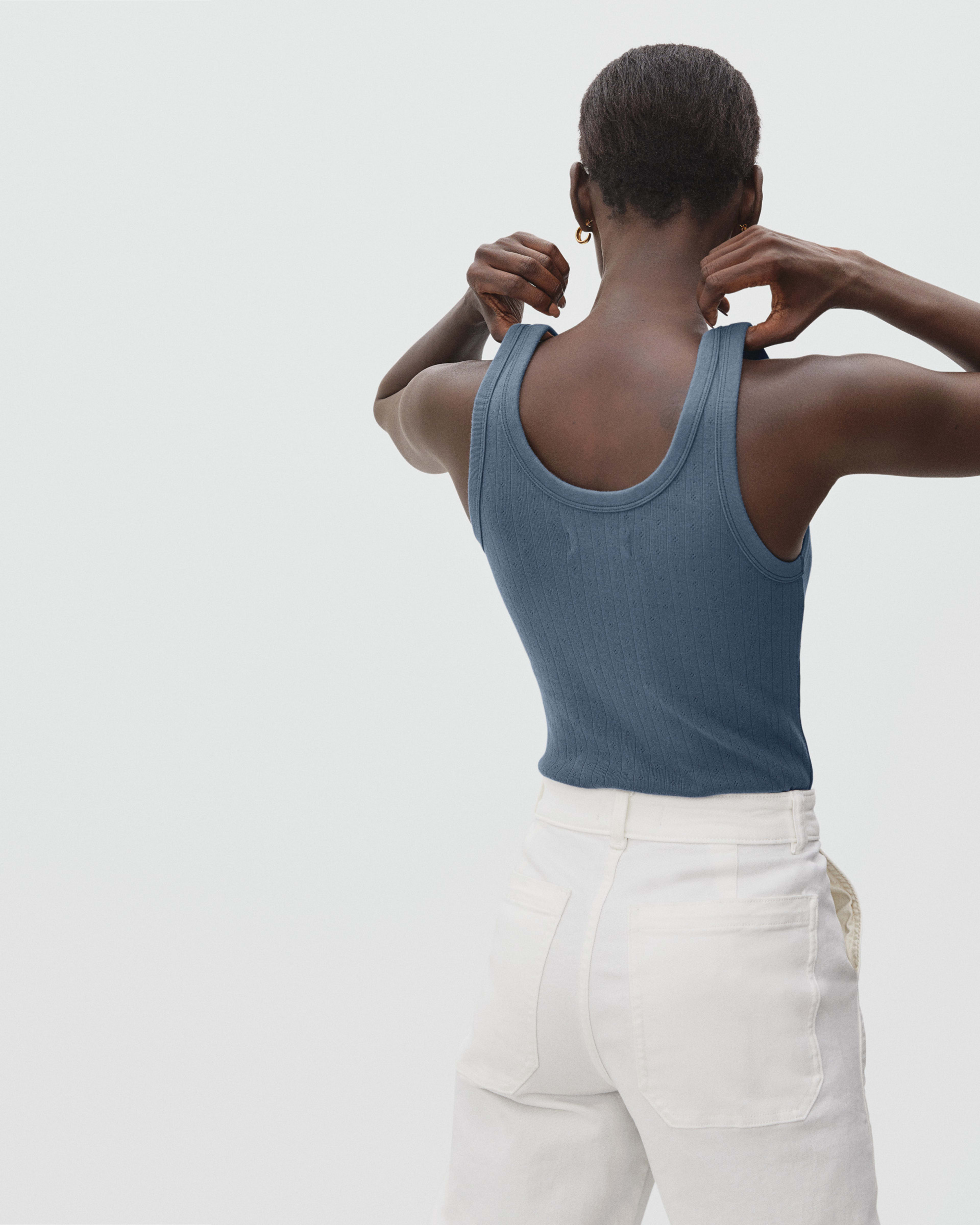 The Organic Cotton Pointelle Tank Blue-Grey – Everlane