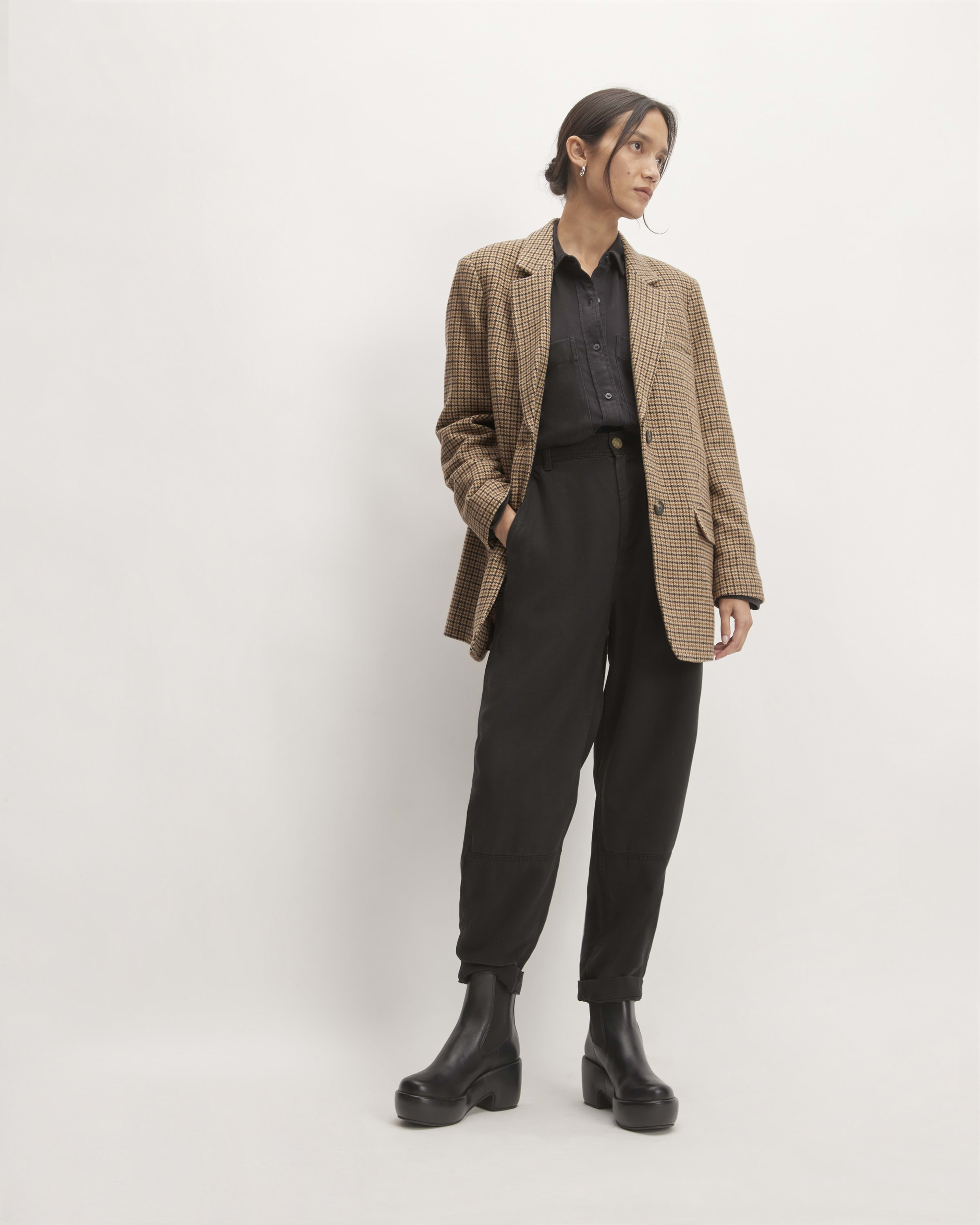 The Oversized Blazer in Wool | Camel Houndstooth – Everlane