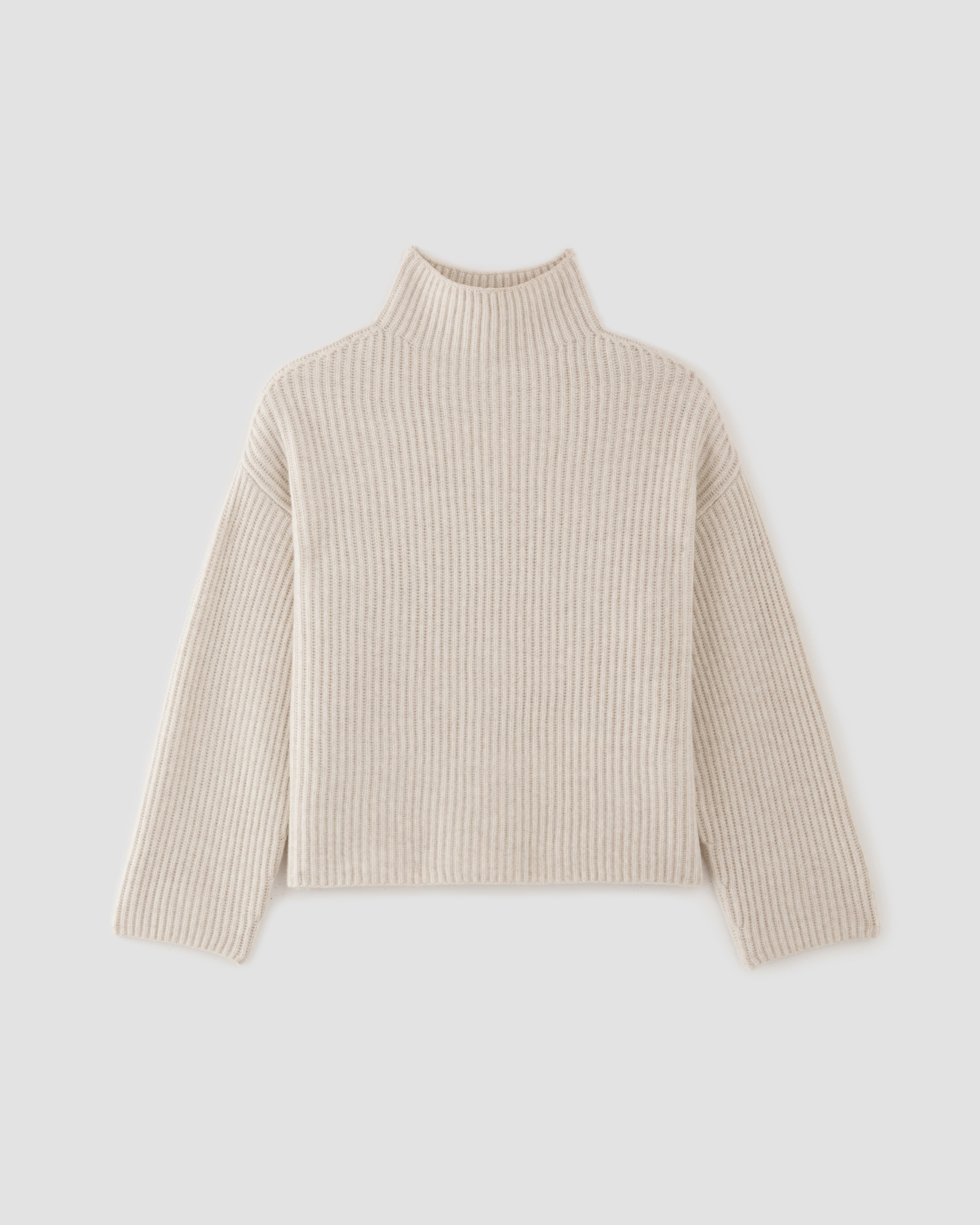 The Felted Merino Funnel-Neck Pullover Heathered Oat – Everlane