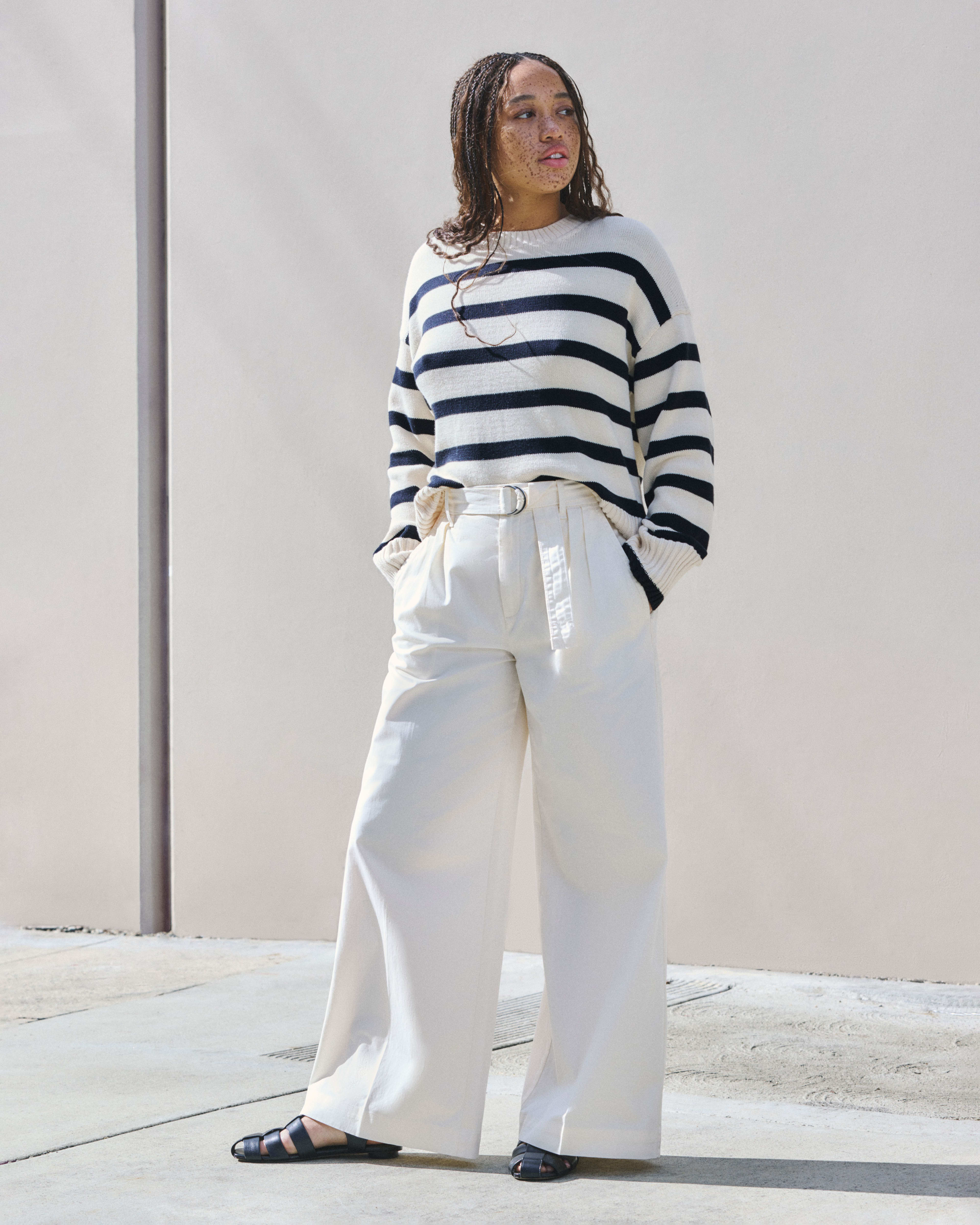 The Pleated Wide-Leg Chino Bone – Everlane