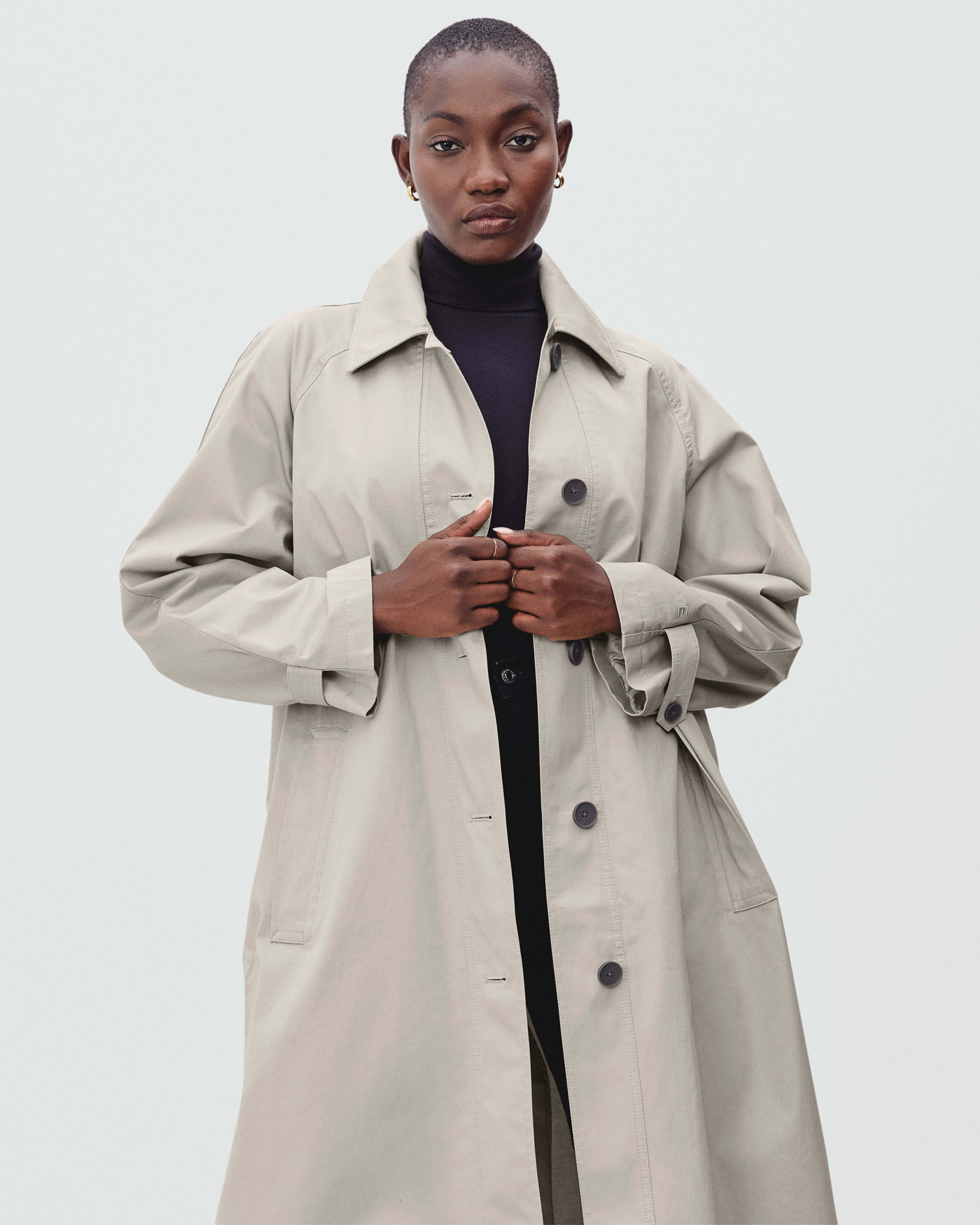 The Long Mac Coat Stone – Everlane