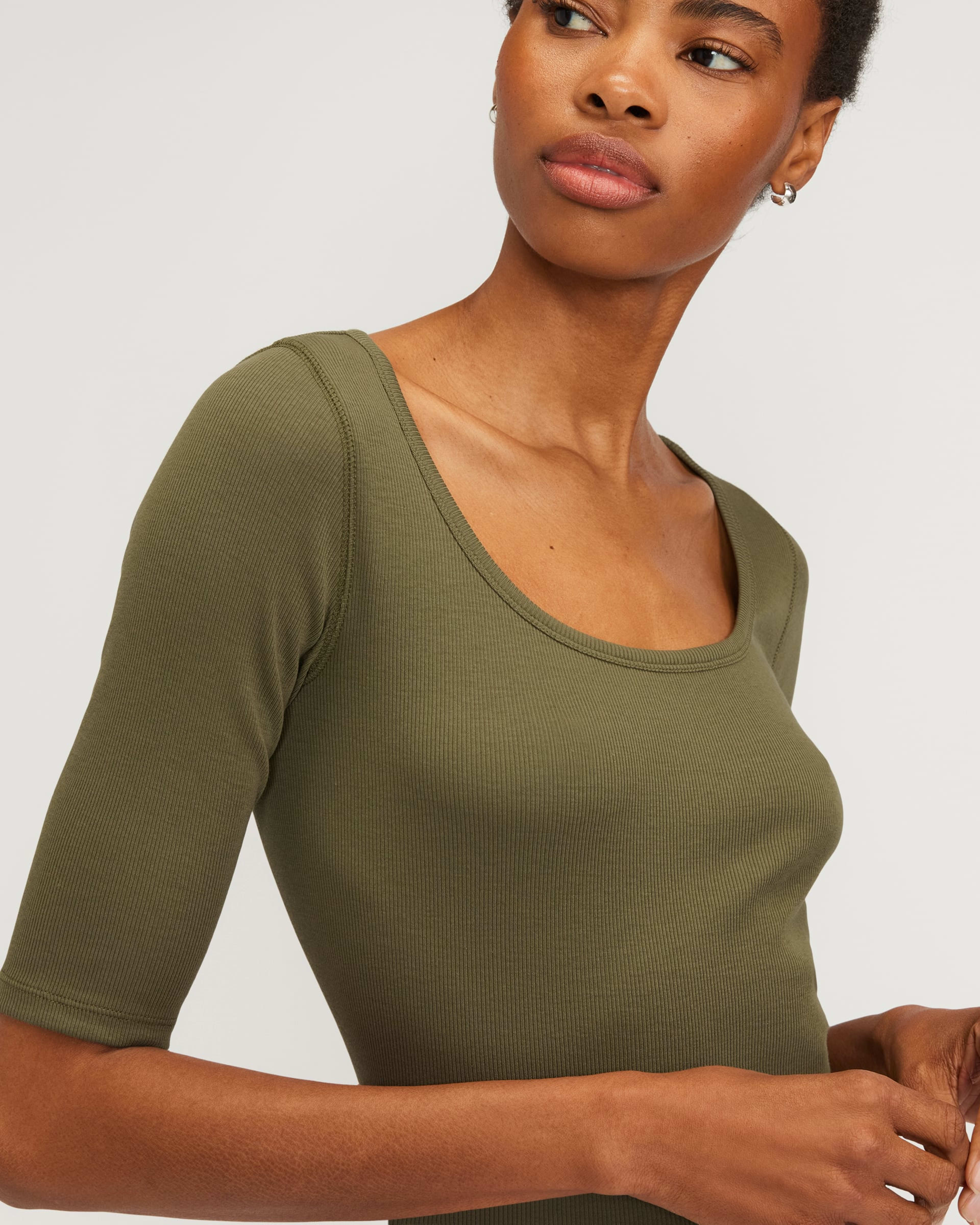 The Luxe Rib Scoop Neck Tee Kalamata Everlane