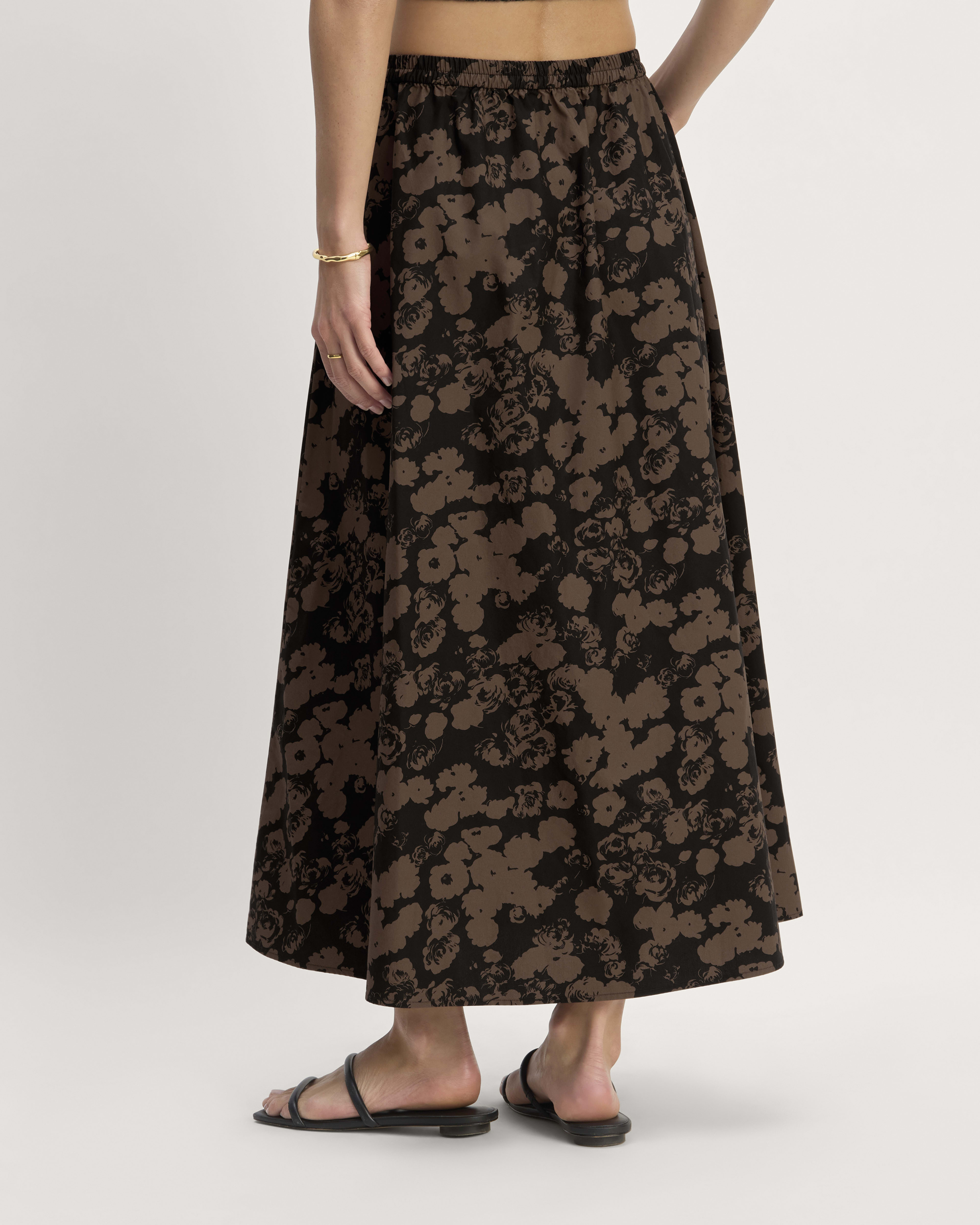 The Supima® Pull-On Maxi Skirt | Black / Cocoa Floral – Everlane