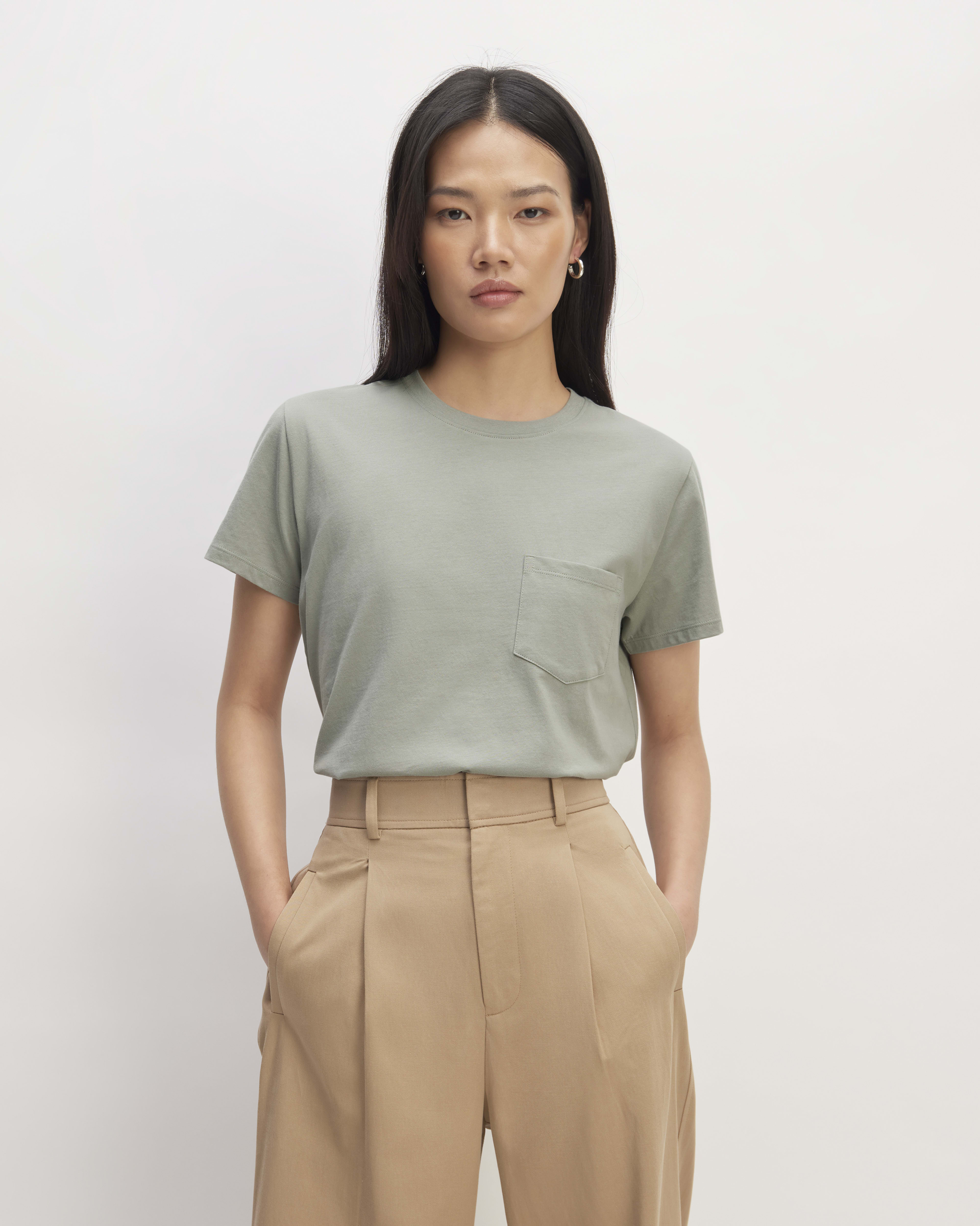 The Box-Cut Tee in Essential Cotton | Sage Green | Pocket – Everlane