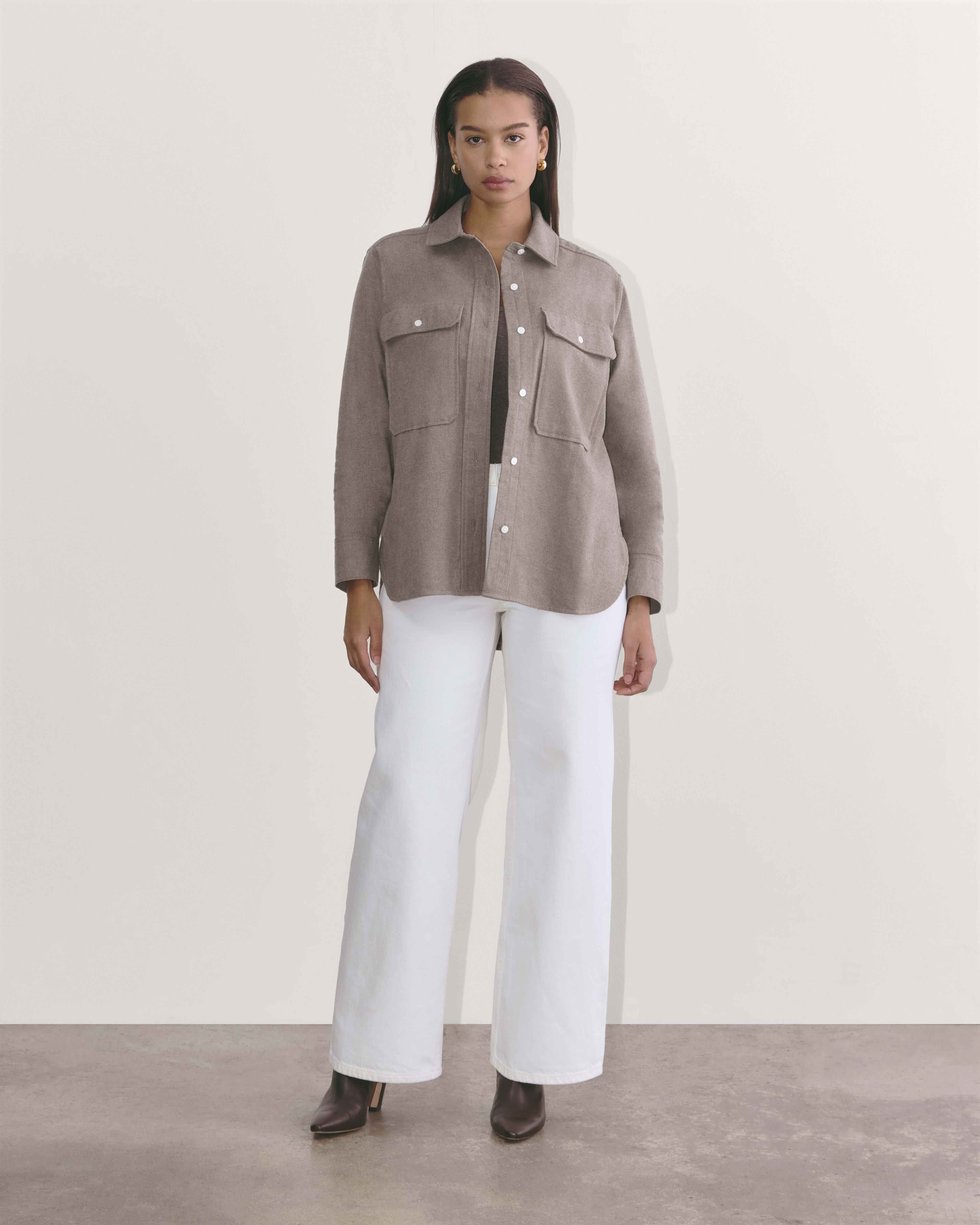 The Boyfriend Shirt in Flannel | Taupe Melange – Everlane