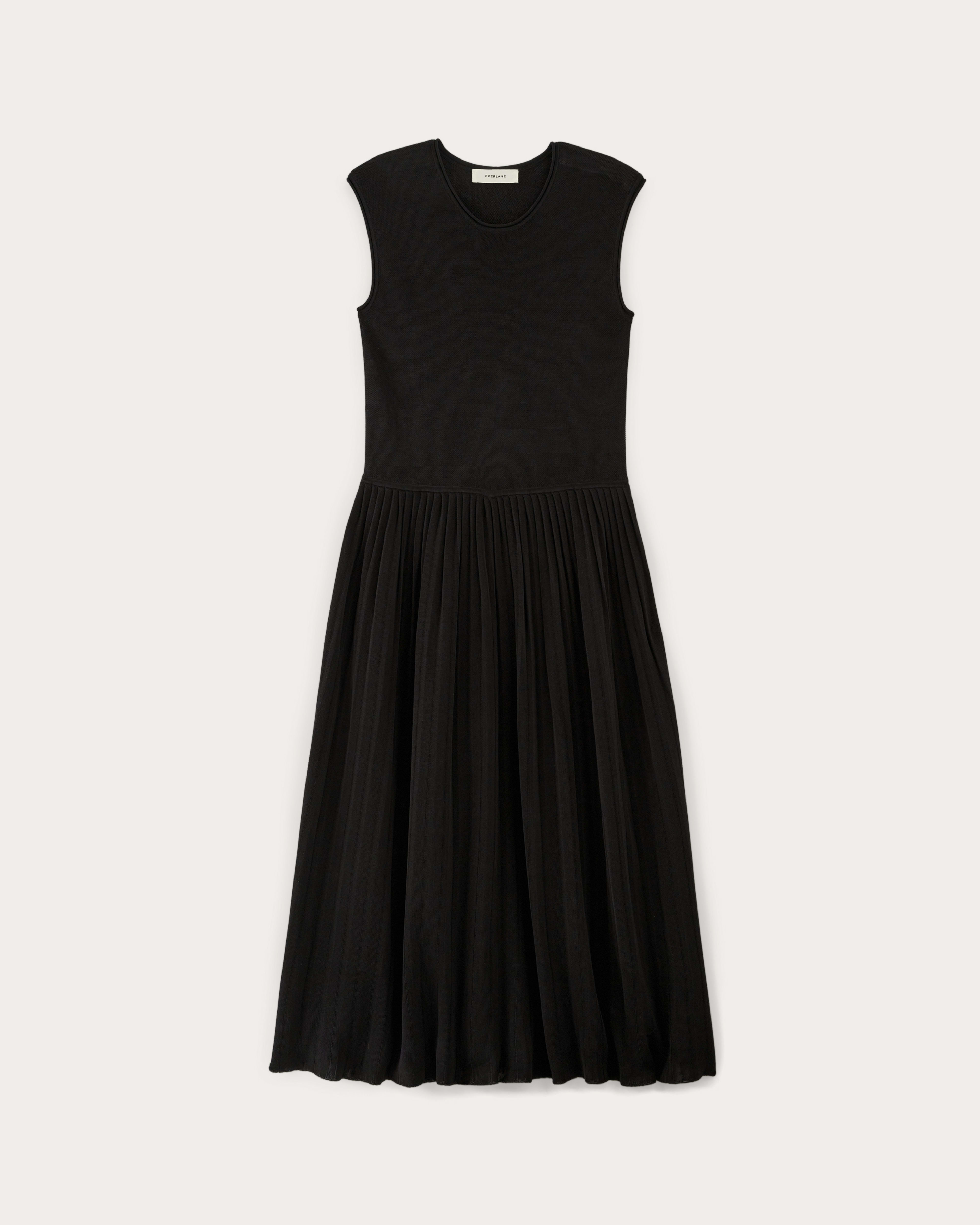 The Knit Pleated Dress Black – Everlane