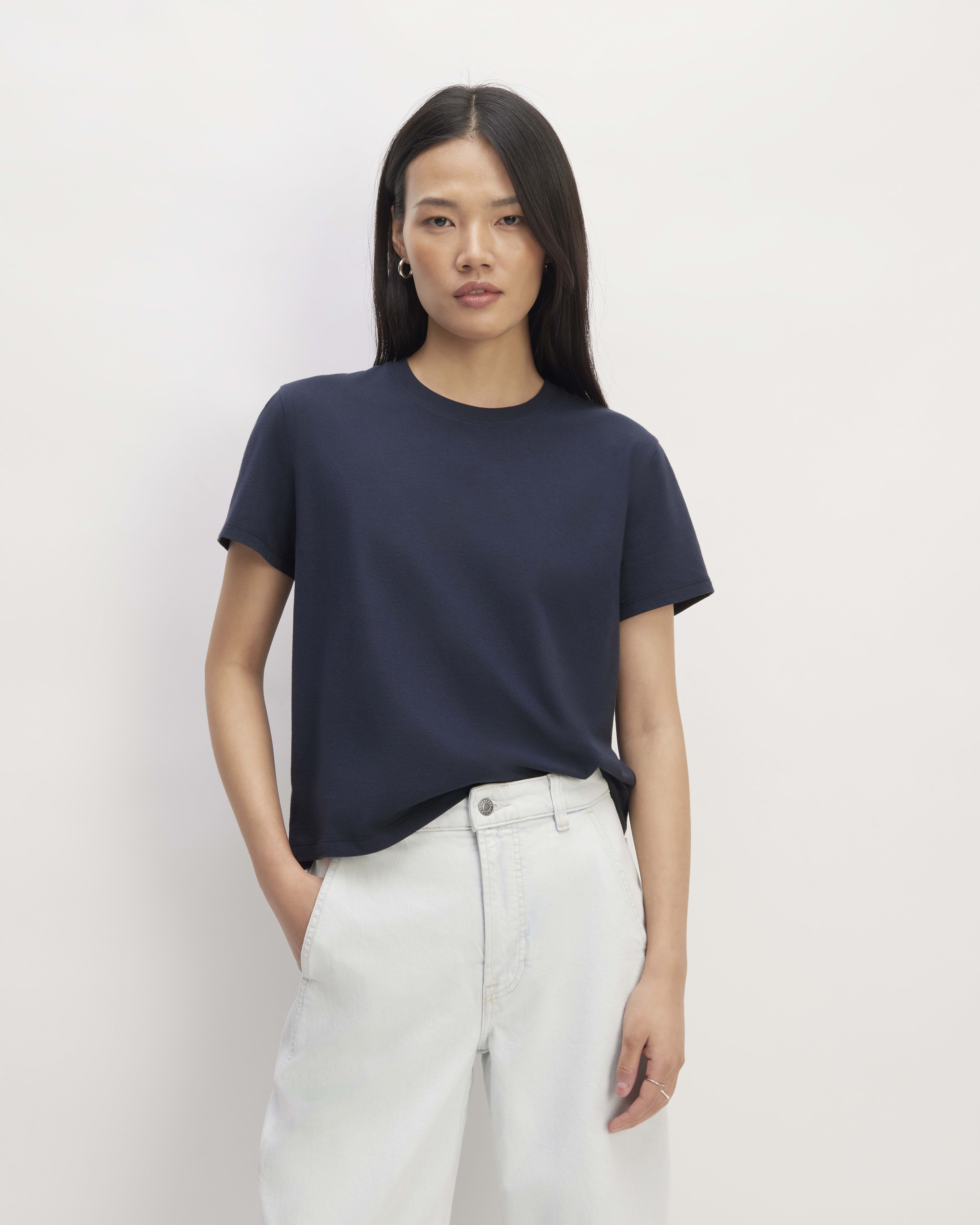 The Box-Cut Tee in Essential Cotton | Navy | No Pocket – Everlane