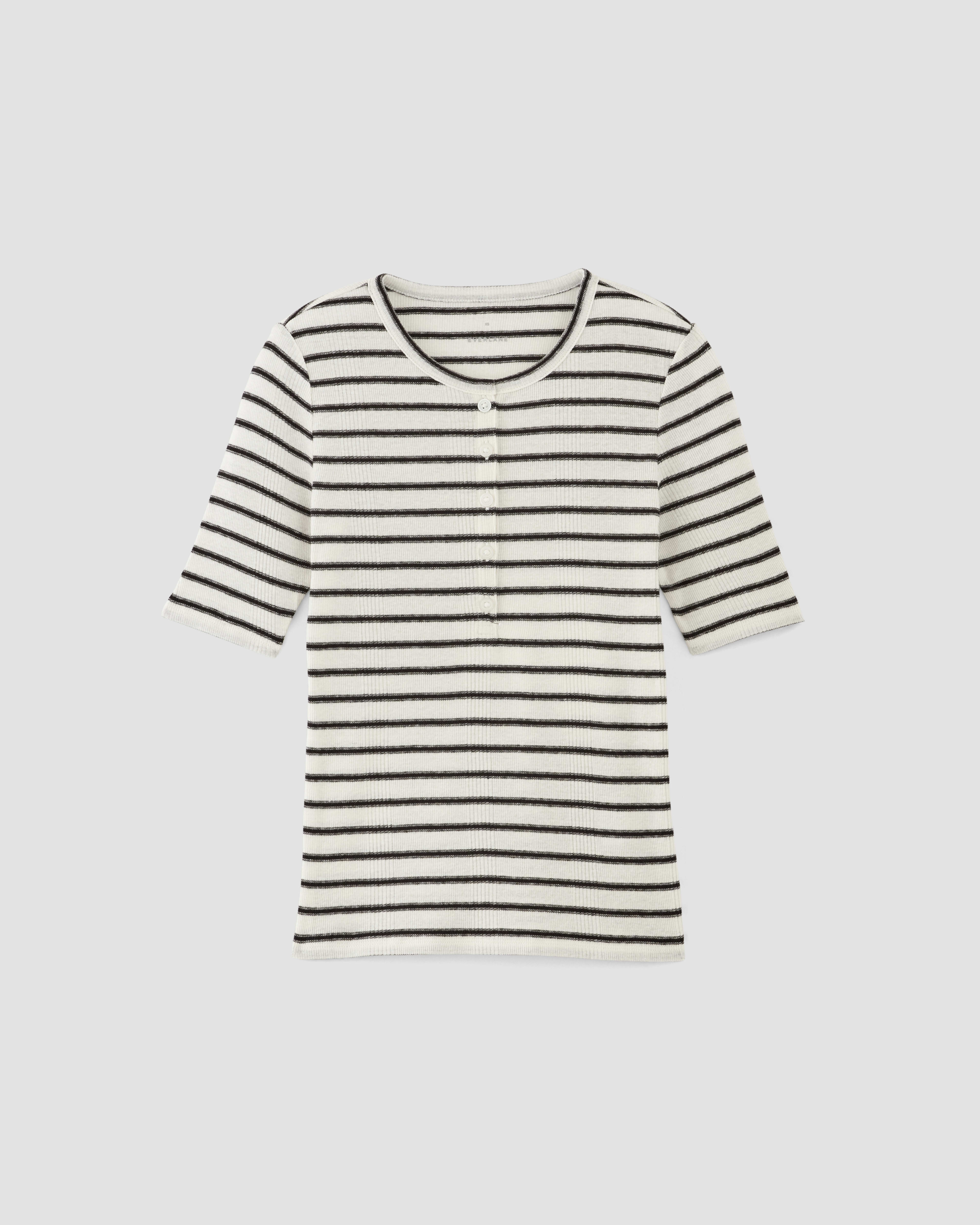 The Vintage Rib Henley | Bone / Black – Everlane