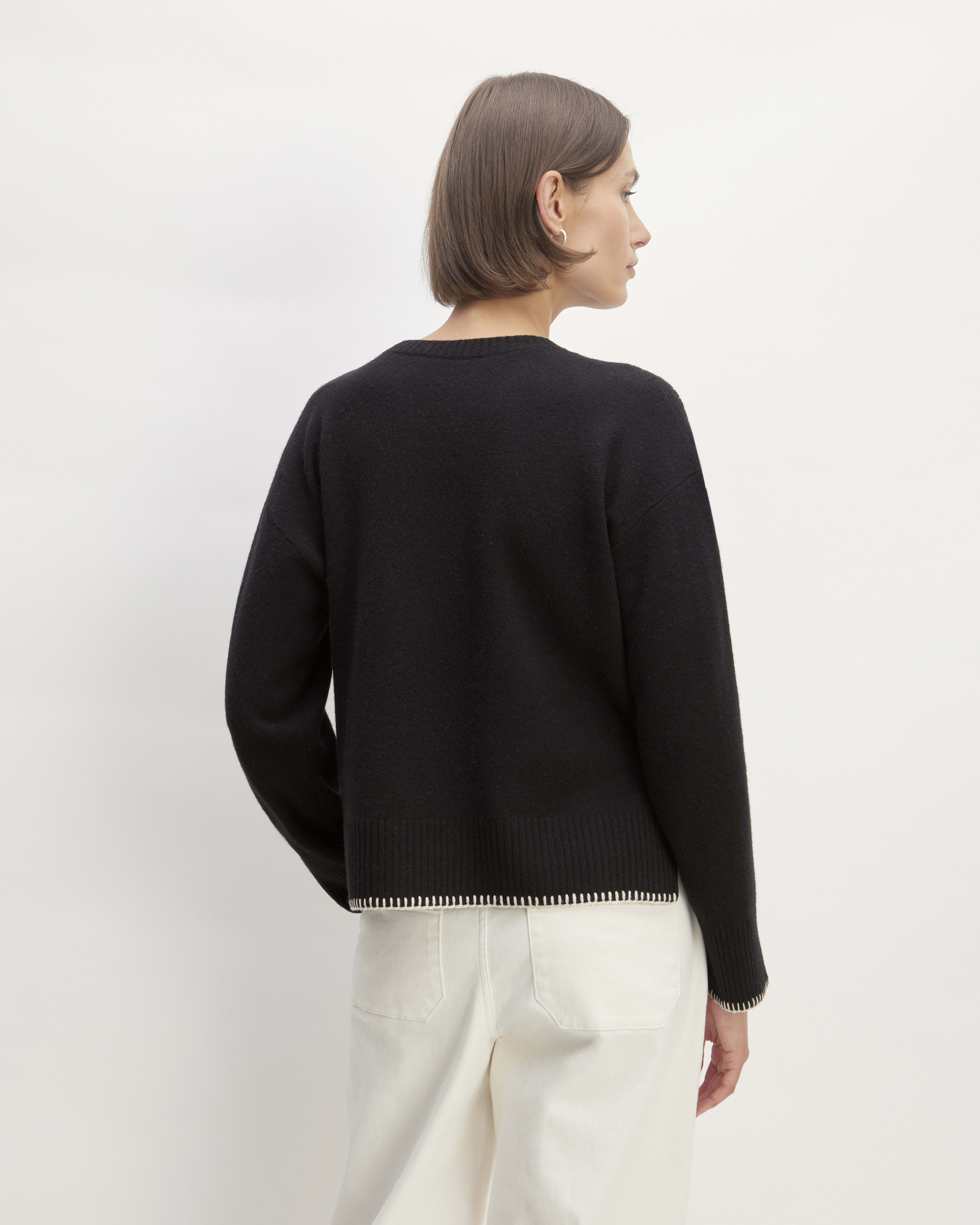 The Good Merino Wool Crewneck Sweater Black / Buttermilk – Everlane